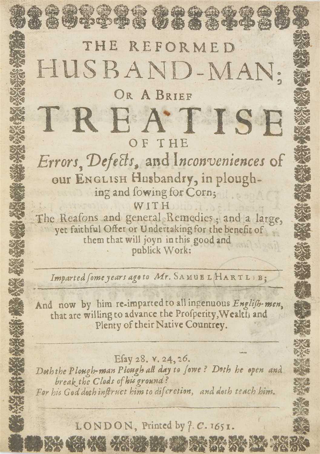 Lot 151 - Hartlib, Samuel