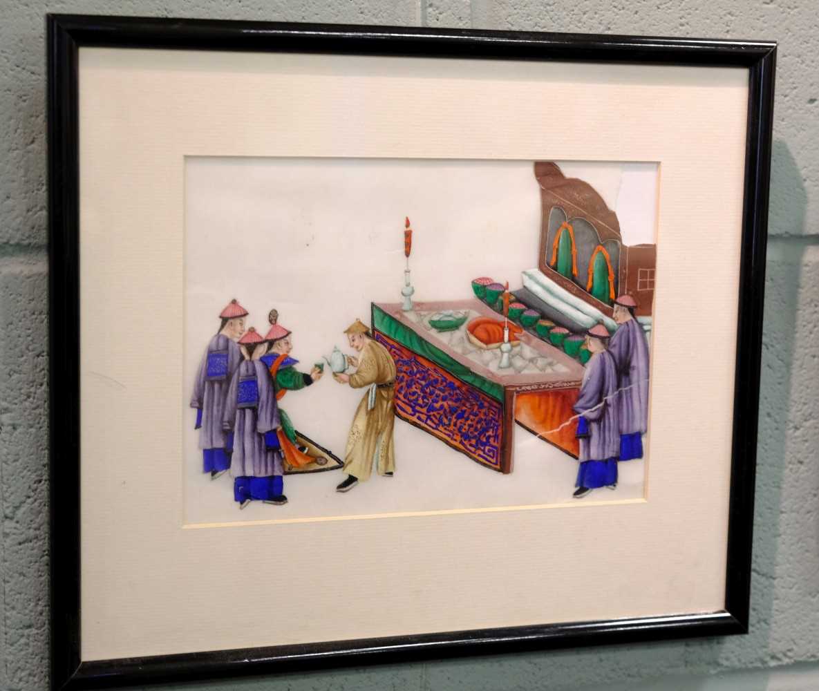 Lot 261 - Chinese rice paper drawings.