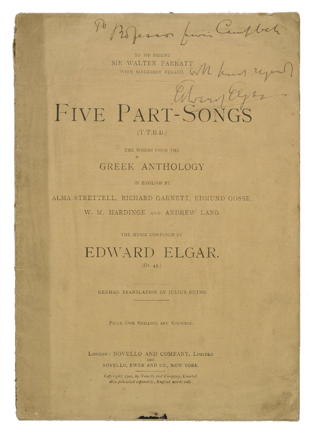 Lot 239 - Elgar, Edward, 1857-1934
