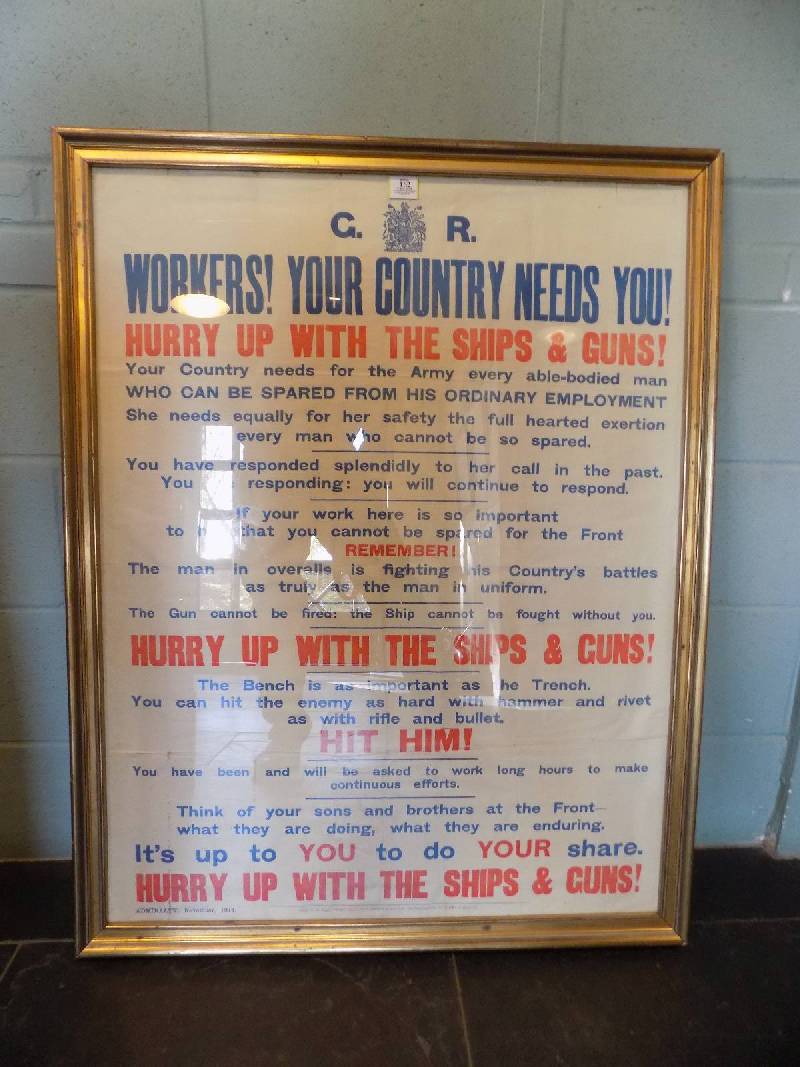 Lot 162 - WWI - Workers Exhortation Poster.