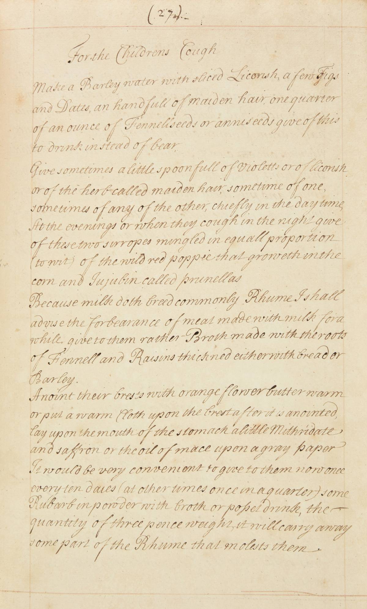 Lot 415 - Medical remedies, manuscript, 18th century