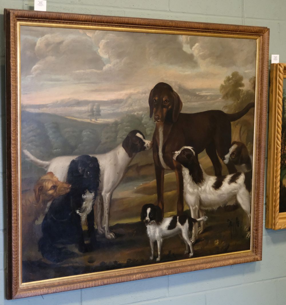 Lot 411 - Naive School. Portrait of seven dogs, circa