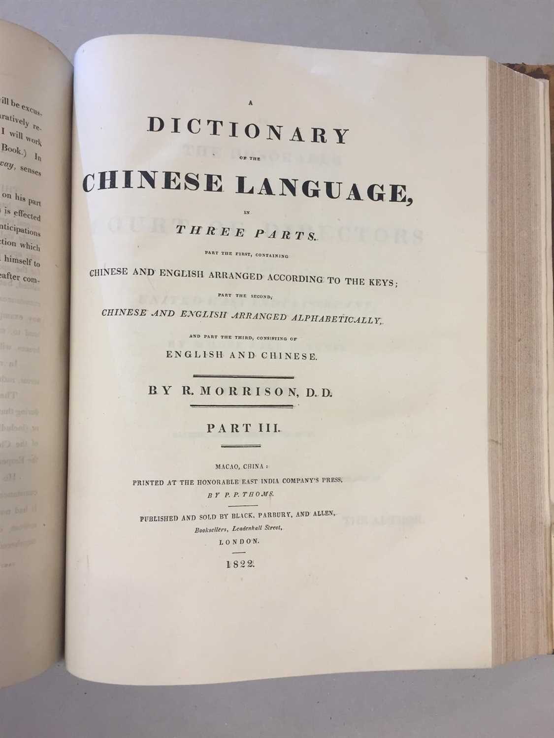 Lot 109 - [China]. Morrison (Robert). A Dictionary of