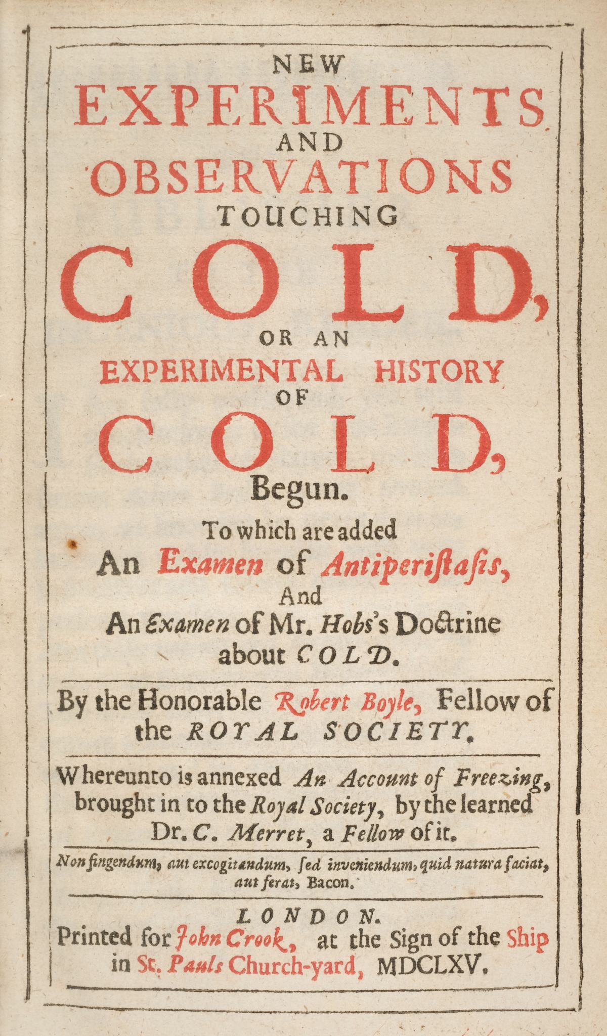 Lot 32 - Boyle (Robert). New Experiments and