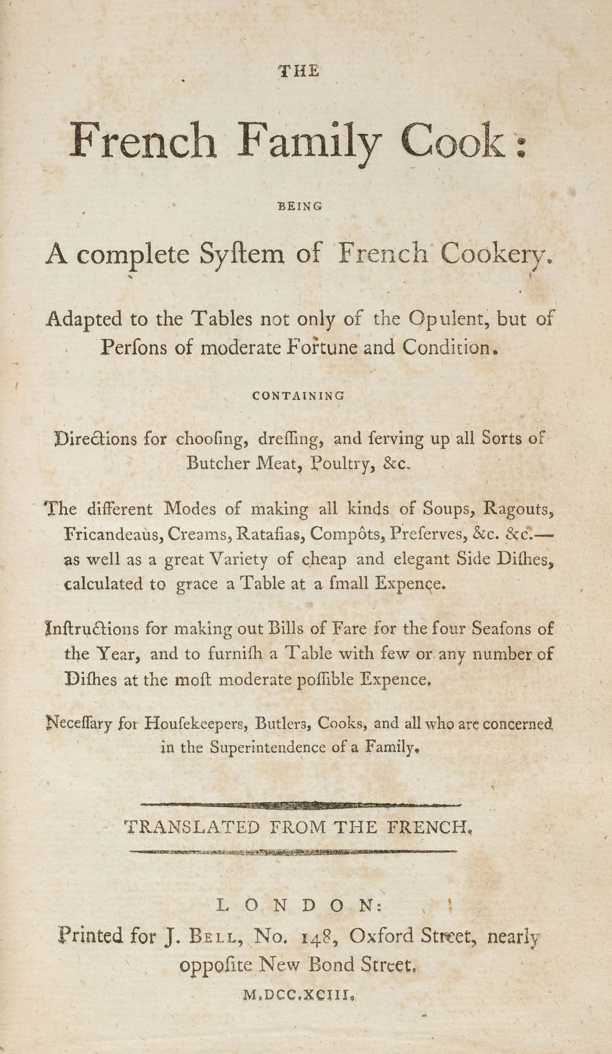 Lot 310 - Menon. The French Family Cook, 1793