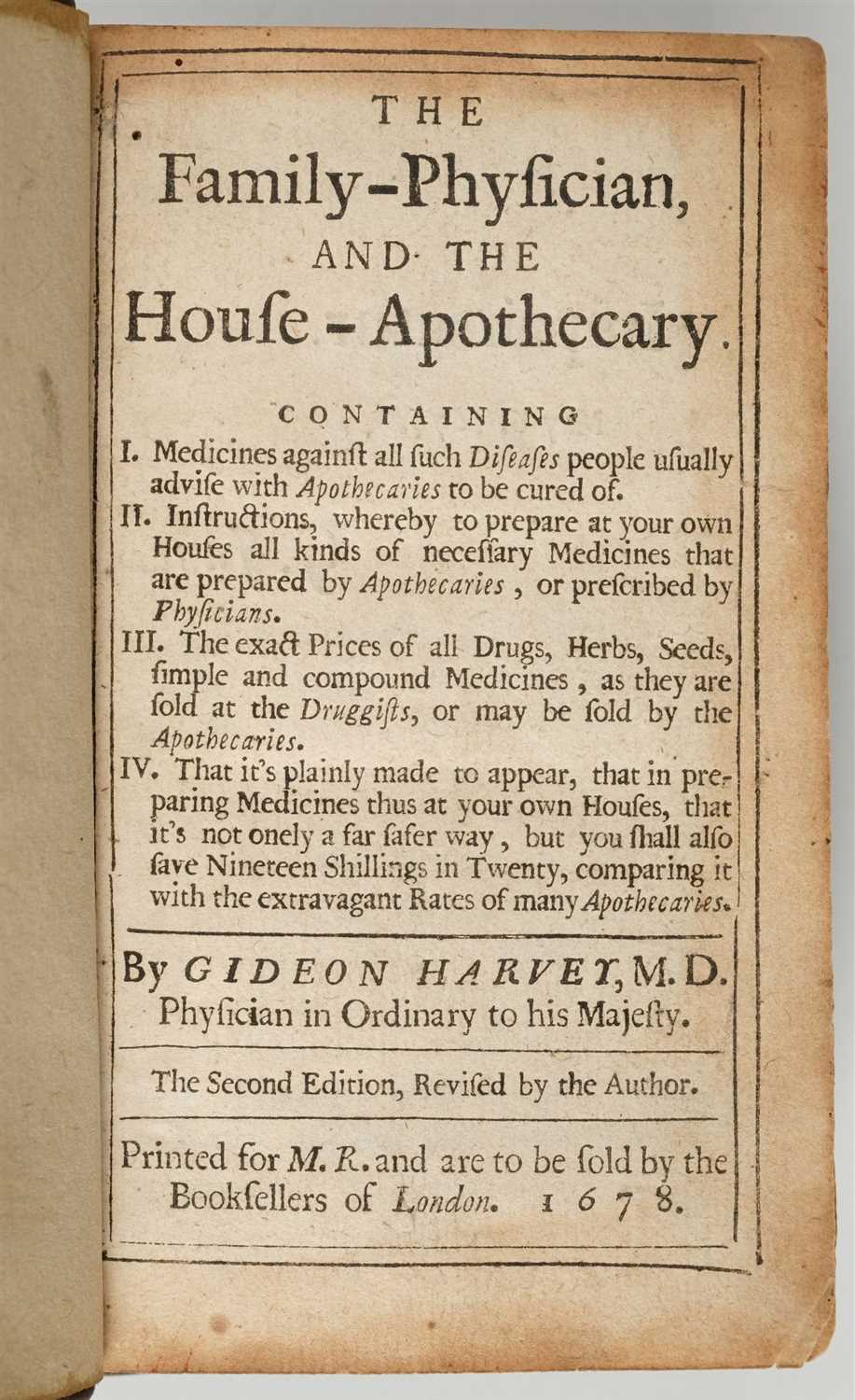 Lot 59 - Harvey (Gideon). The Family-Physician, and
