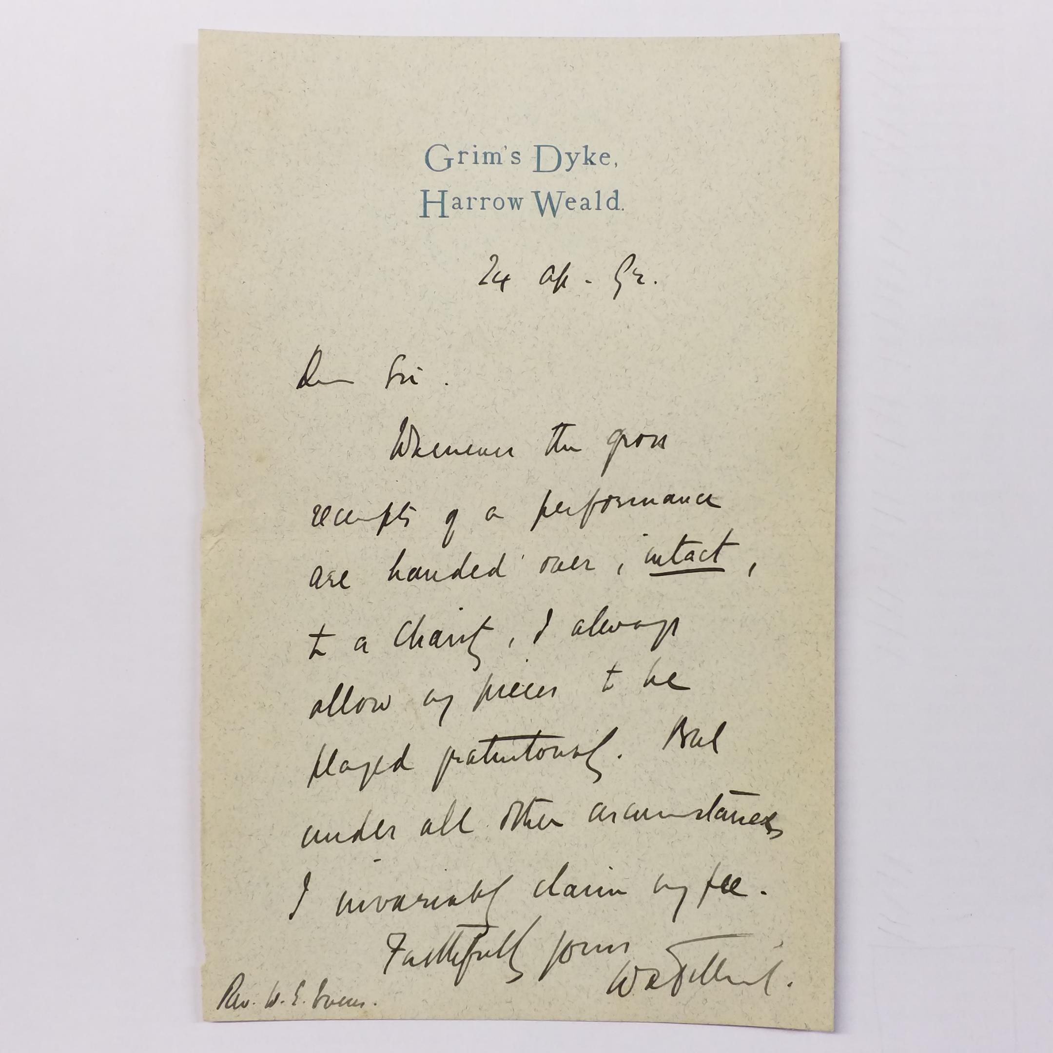 Lot 265 - Sullivan (Arthur, 1842-1900). Autograph