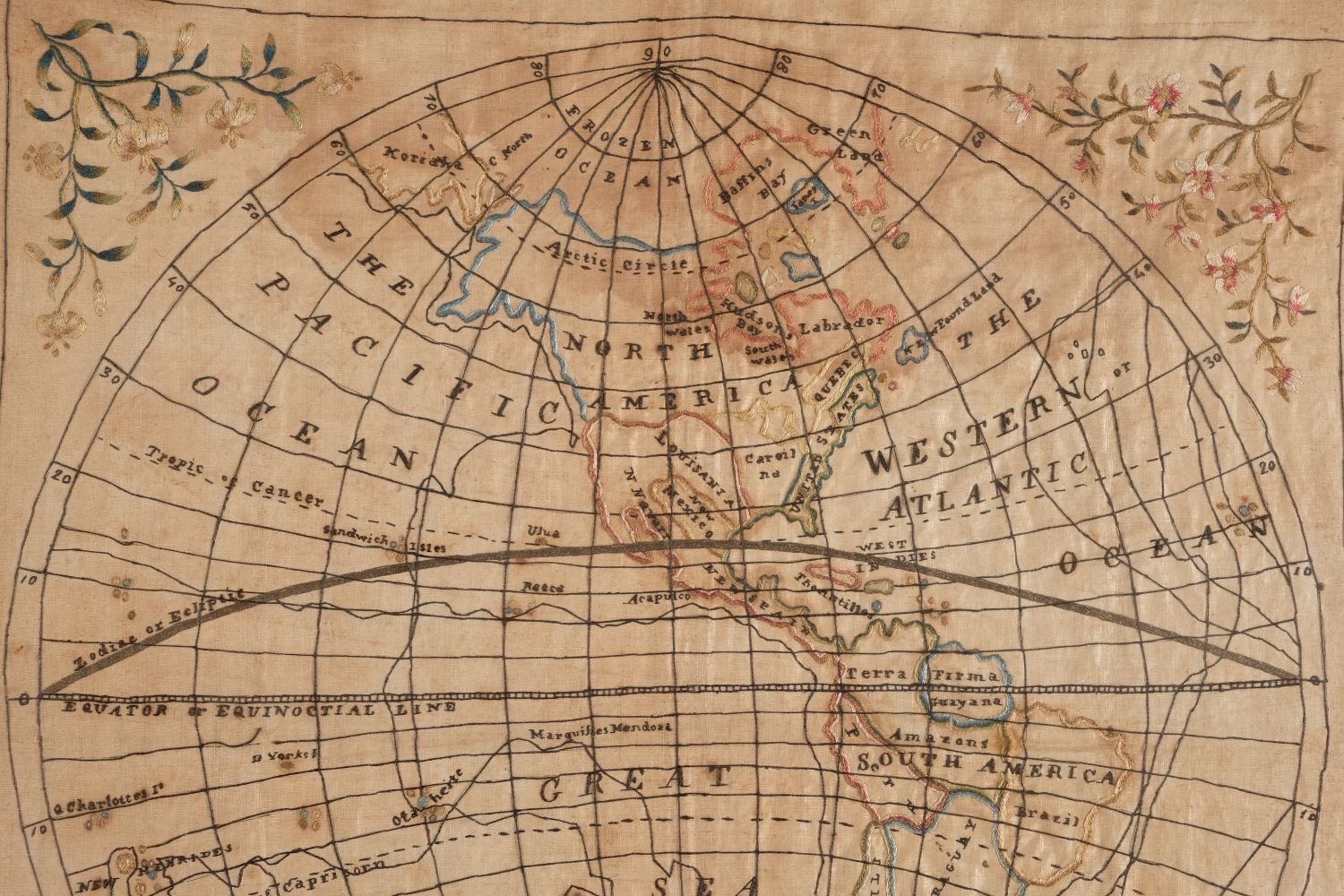 Lot 140 - Embroidered map. The Americas, circa 1810