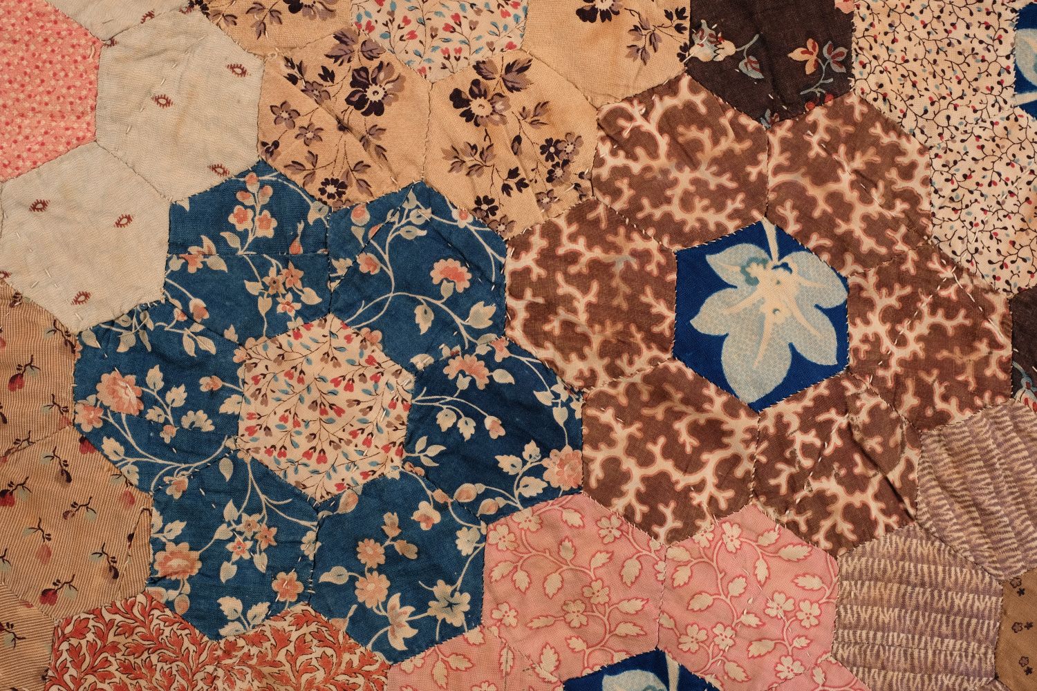 Lot 182 - Quilt. A large Victorian patchwork quilt,