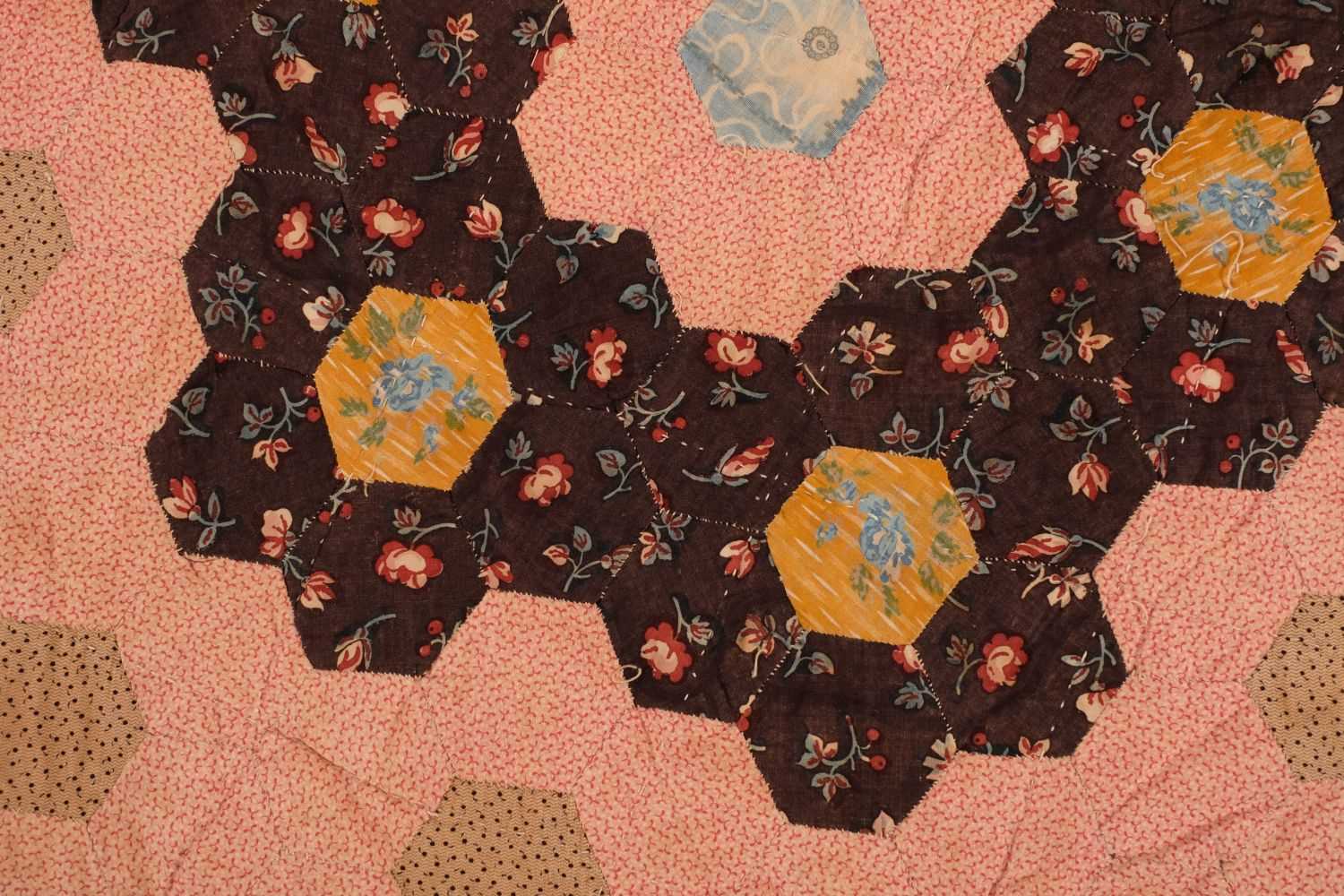 Lot 182 - Quilt. A large Victorian patchwork quilt,