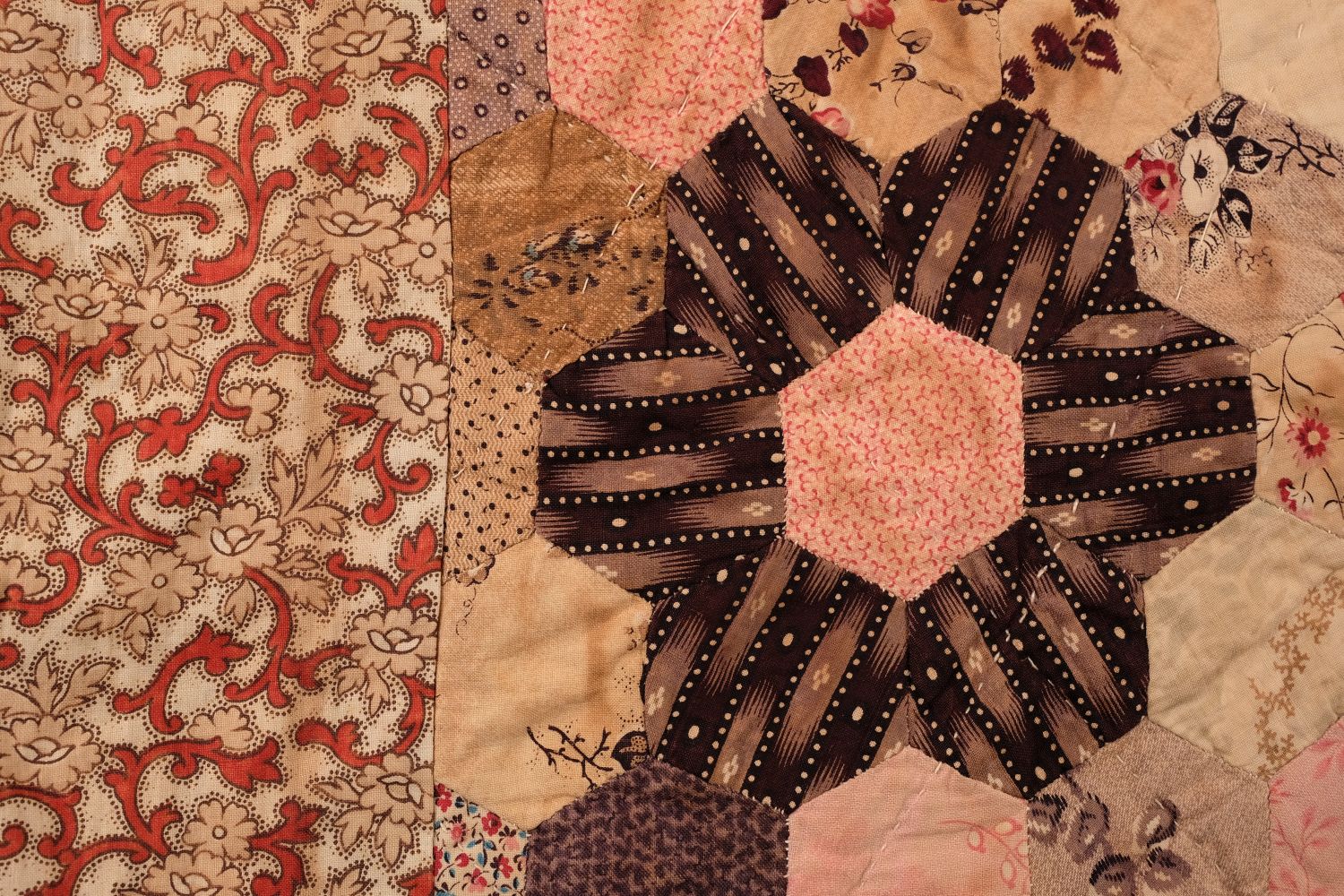 Lot 182 - Quilt. A large Victorian patchwork quilt,