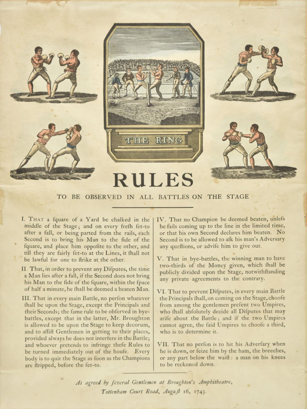 Lot 93 - Boxing. Broadside of rules, dated 1743 but