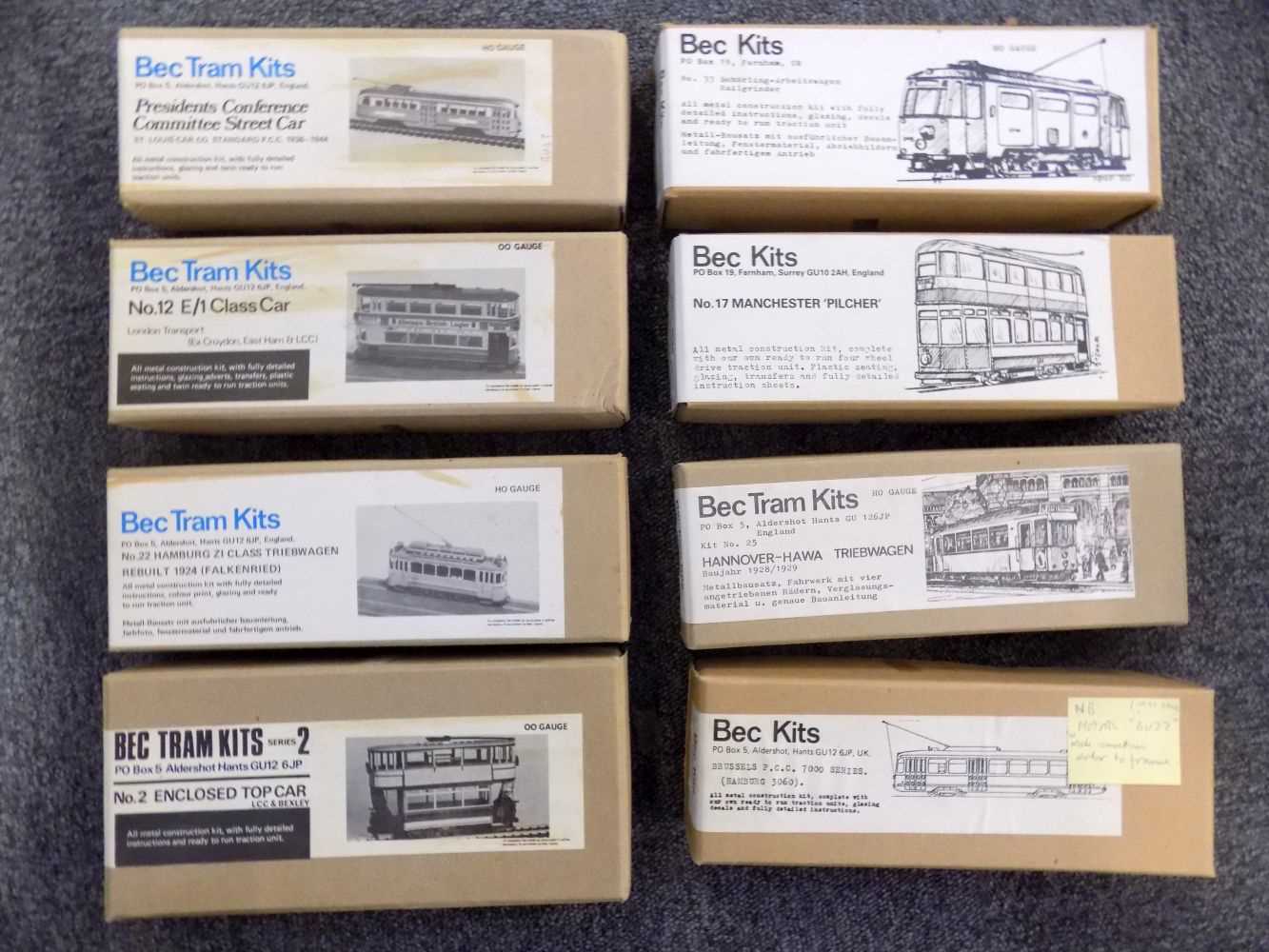 Lot 5 - Tram model kits. A collection of brass etched