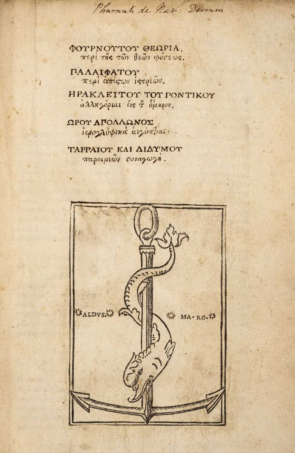 Lot 275 - Aesop. [Vita et fabellae, Venice: Aldus,