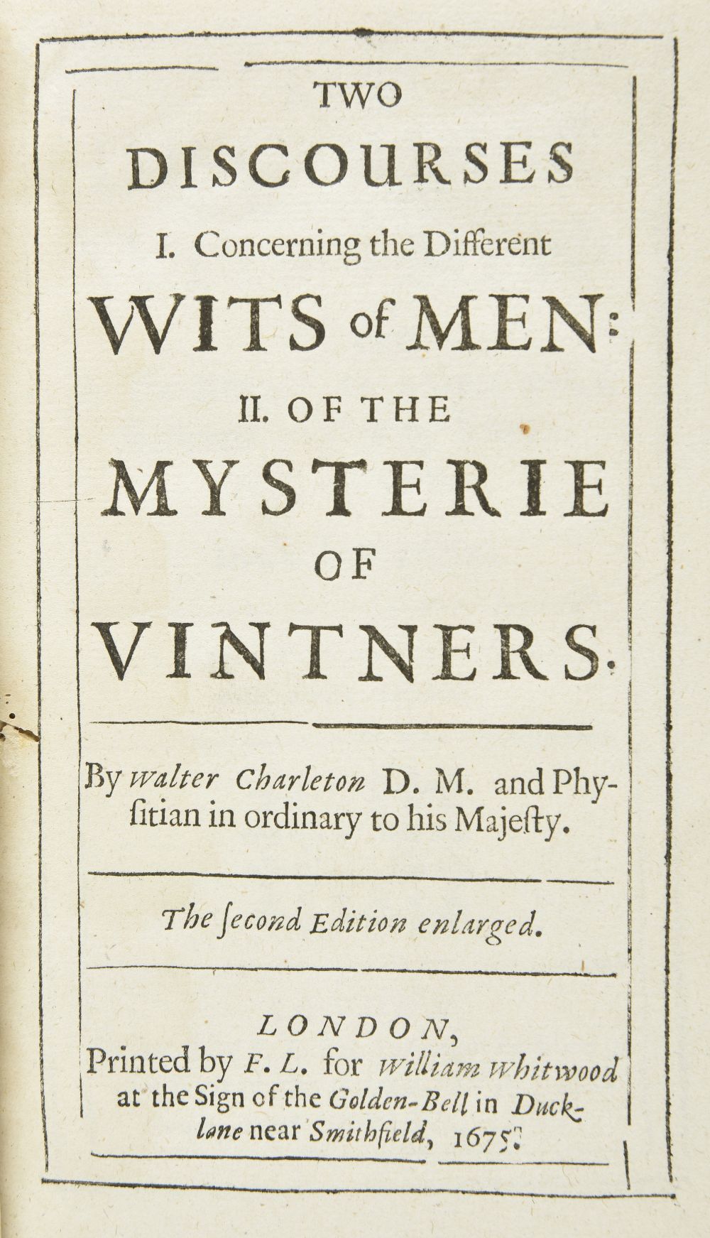 Lot 205 - Charleton (Walter). I The Different Wits of