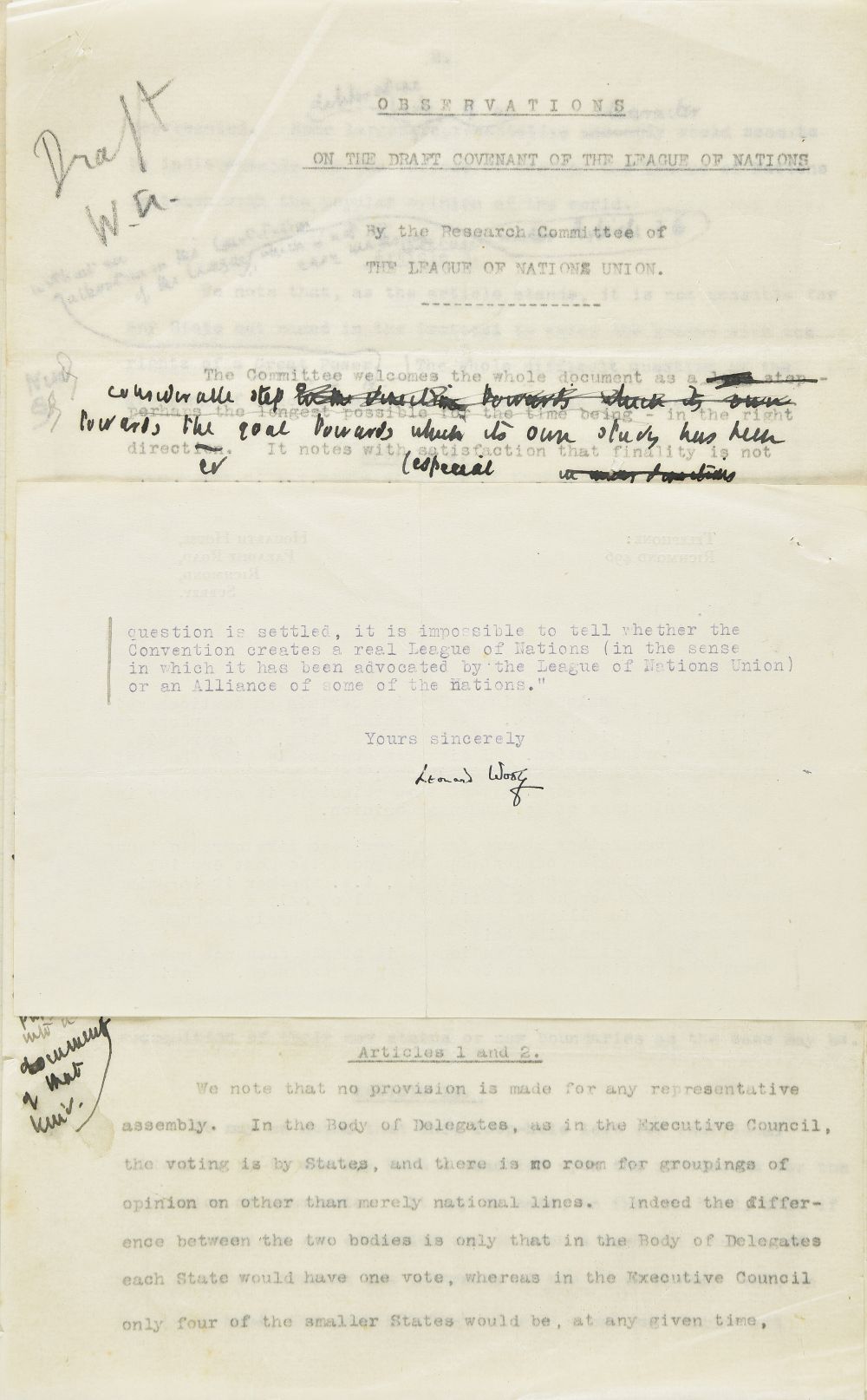 Lot 890 - Woolf (Leonard, 1880-1969). Typed letter