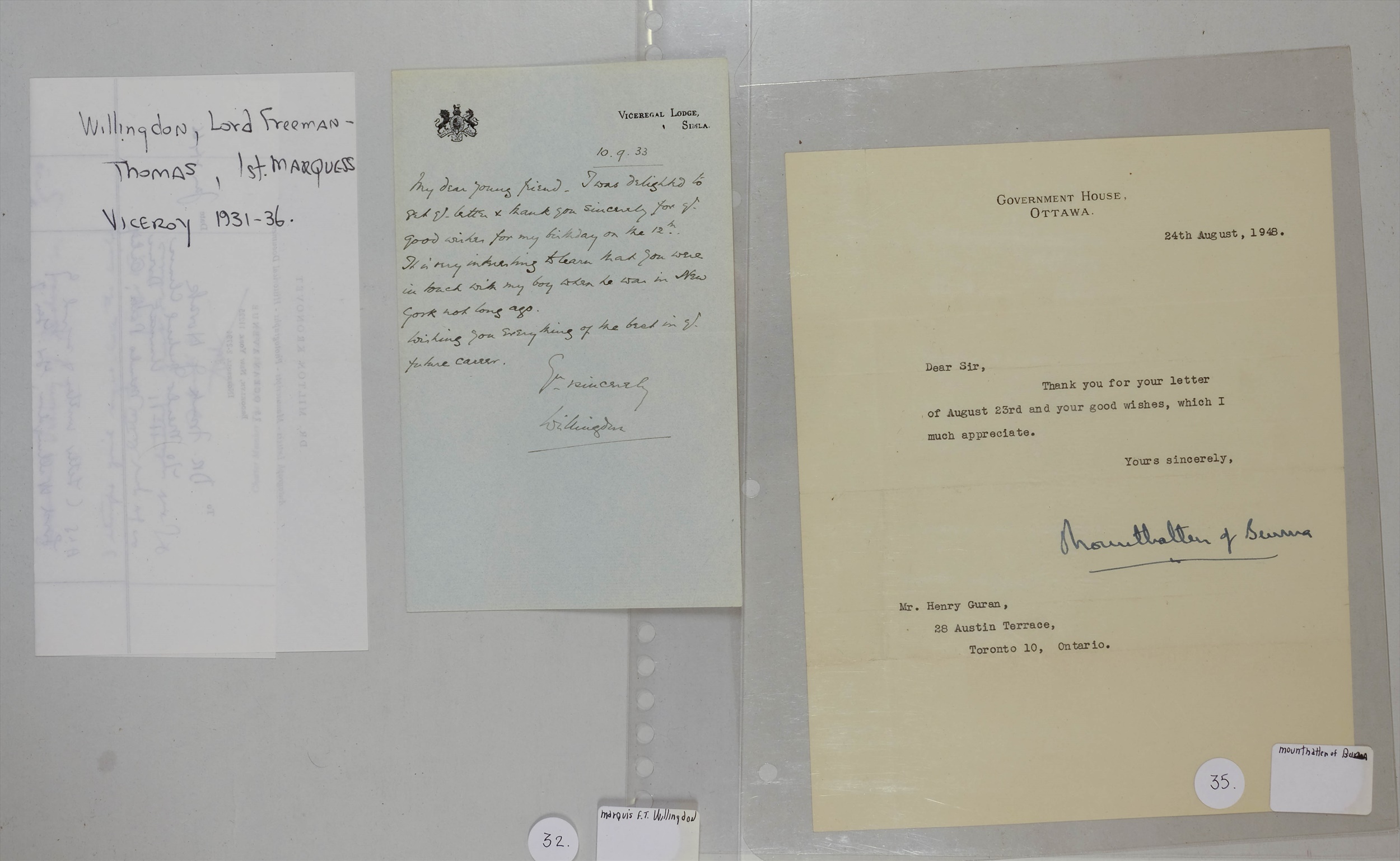 Lot 31 - India. 12 autograph or typed letters signed
