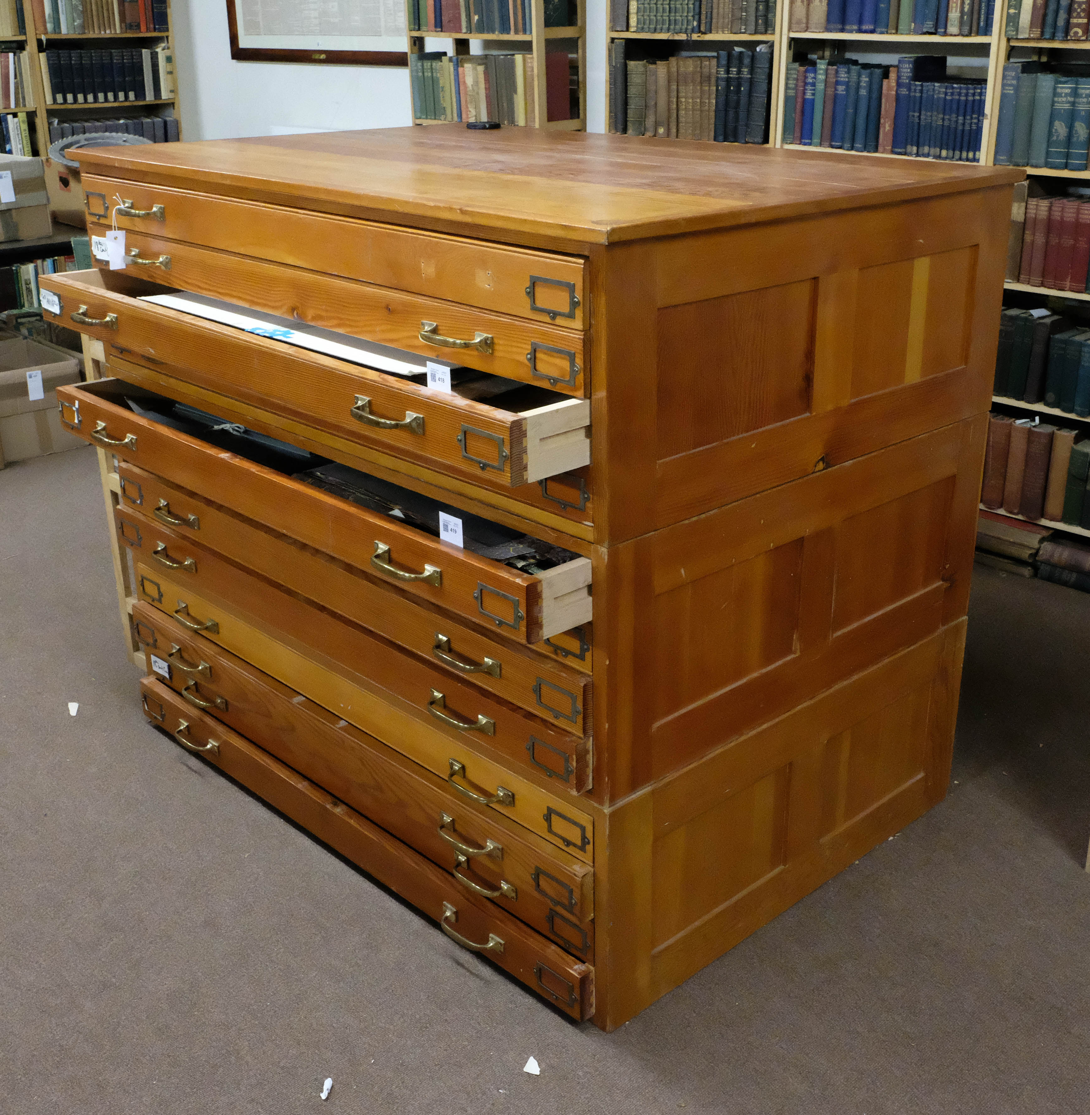 Lot 422 - Plan chest. Modern twelve drawer plan chest,