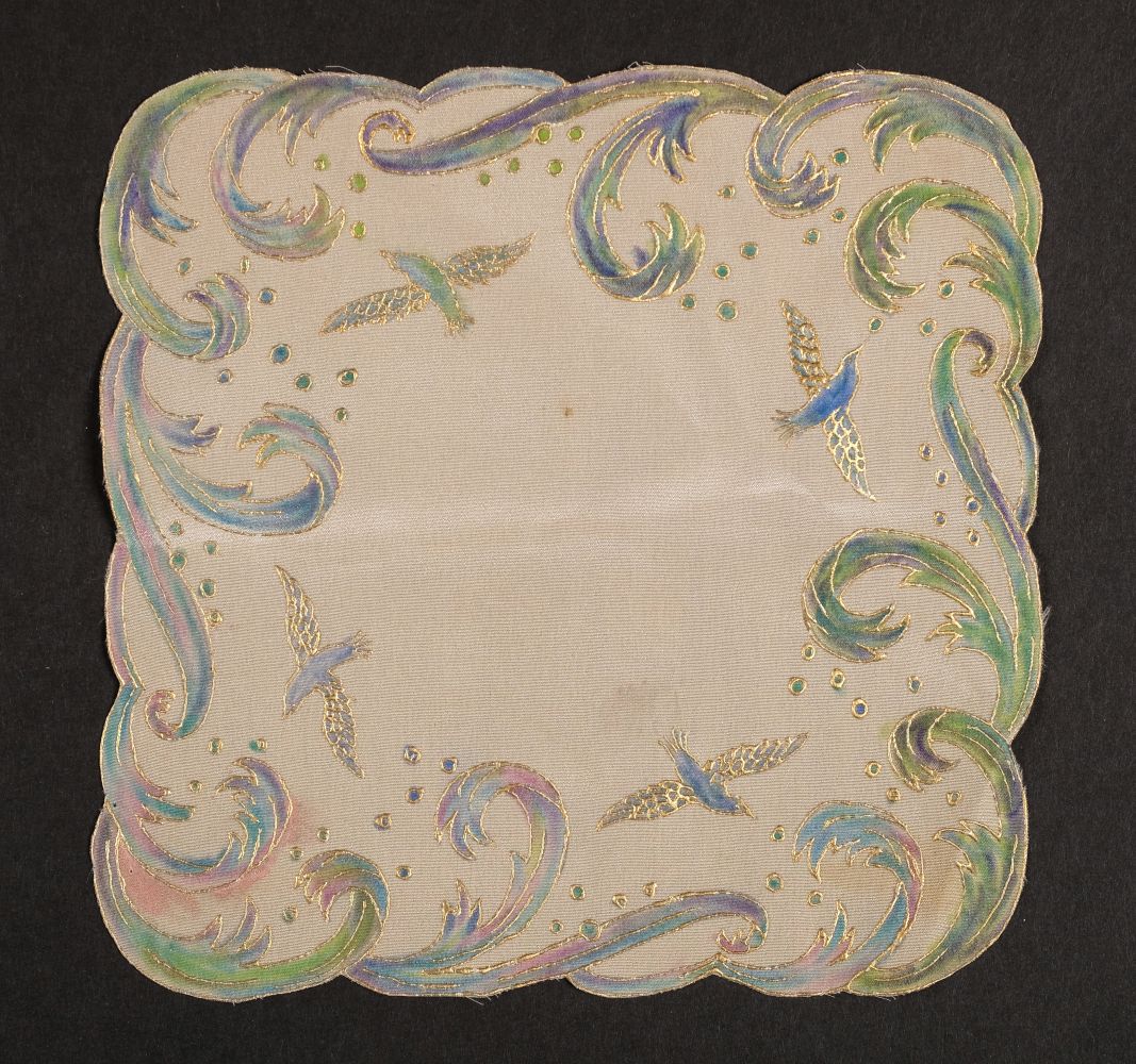 Lot 185 - Doilies. A set of six Spitalfields silk