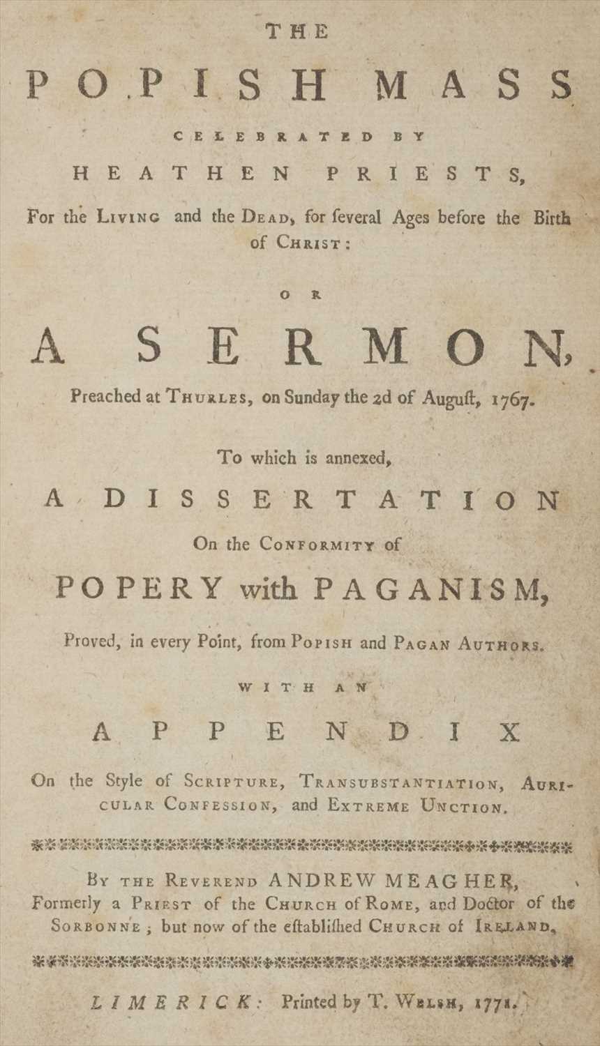 Lot 272 - Meagher (Andrew). The Popish Mass Celebrated