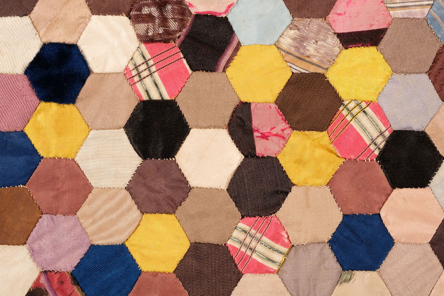 Lot 182 - Quilts. A Victorian velvet patchwork quilt,