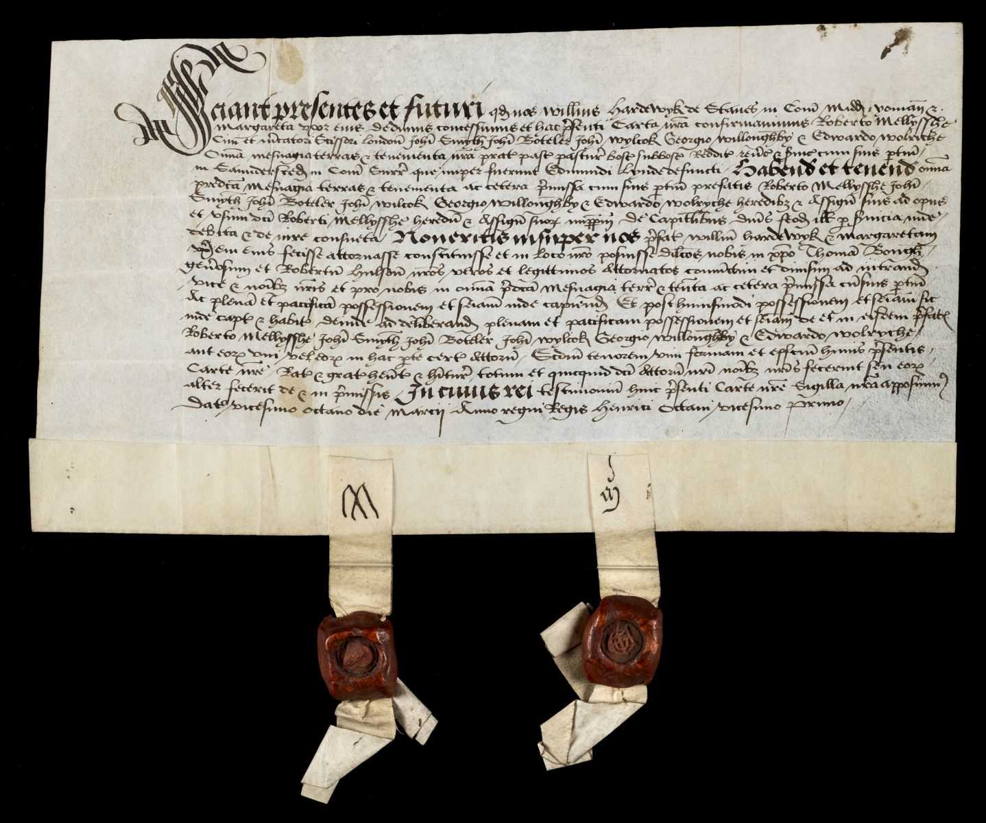Lot 655 - Medieval Deed: Surrey. Deed of Gift, 28