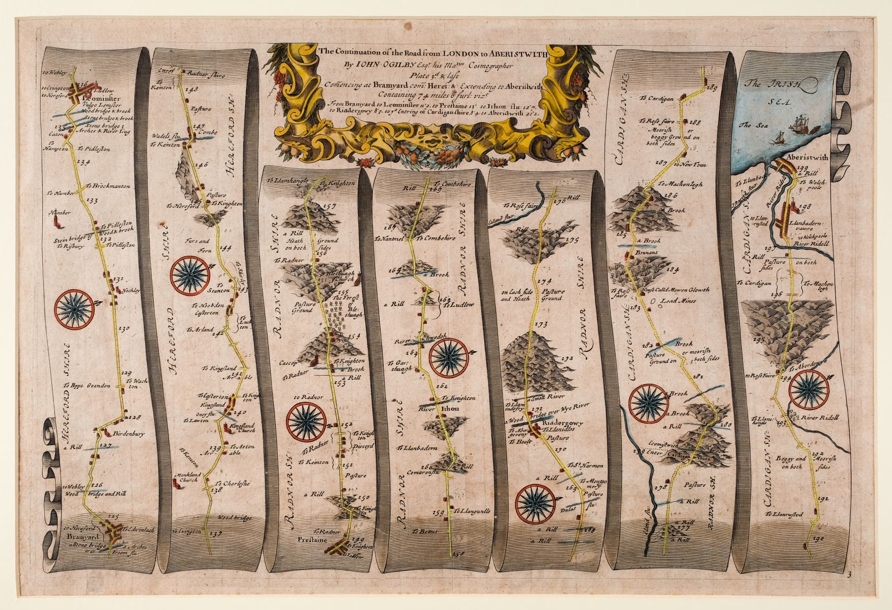 Lot 77 - Ogilby (John). Three strip road maps, circa