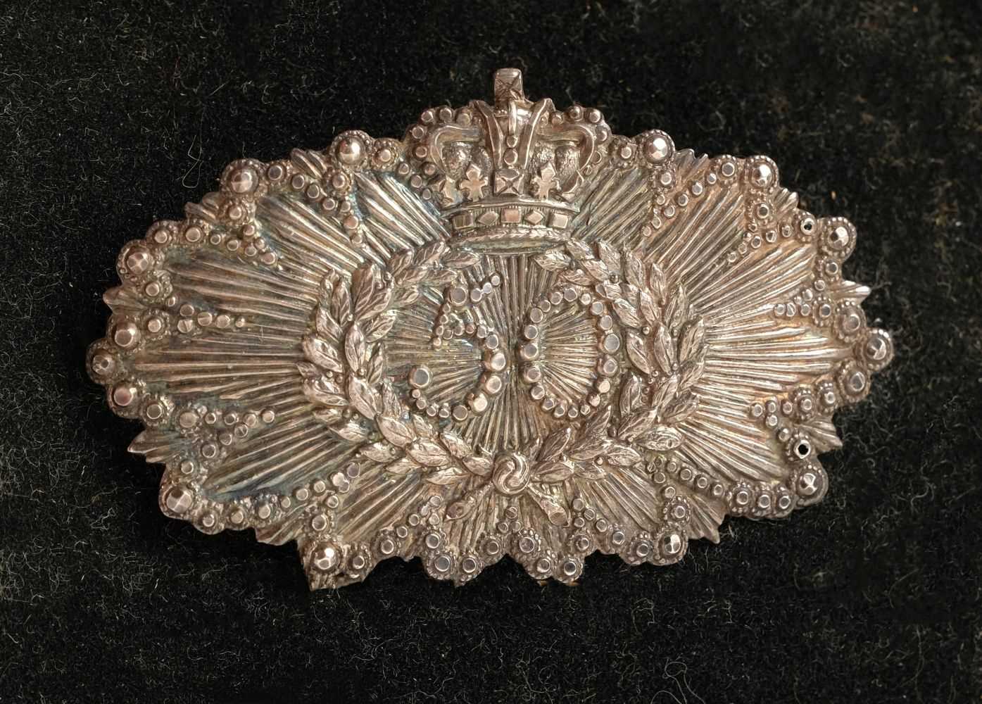 Lot 213 - Buckles. George III white metal knee-breech