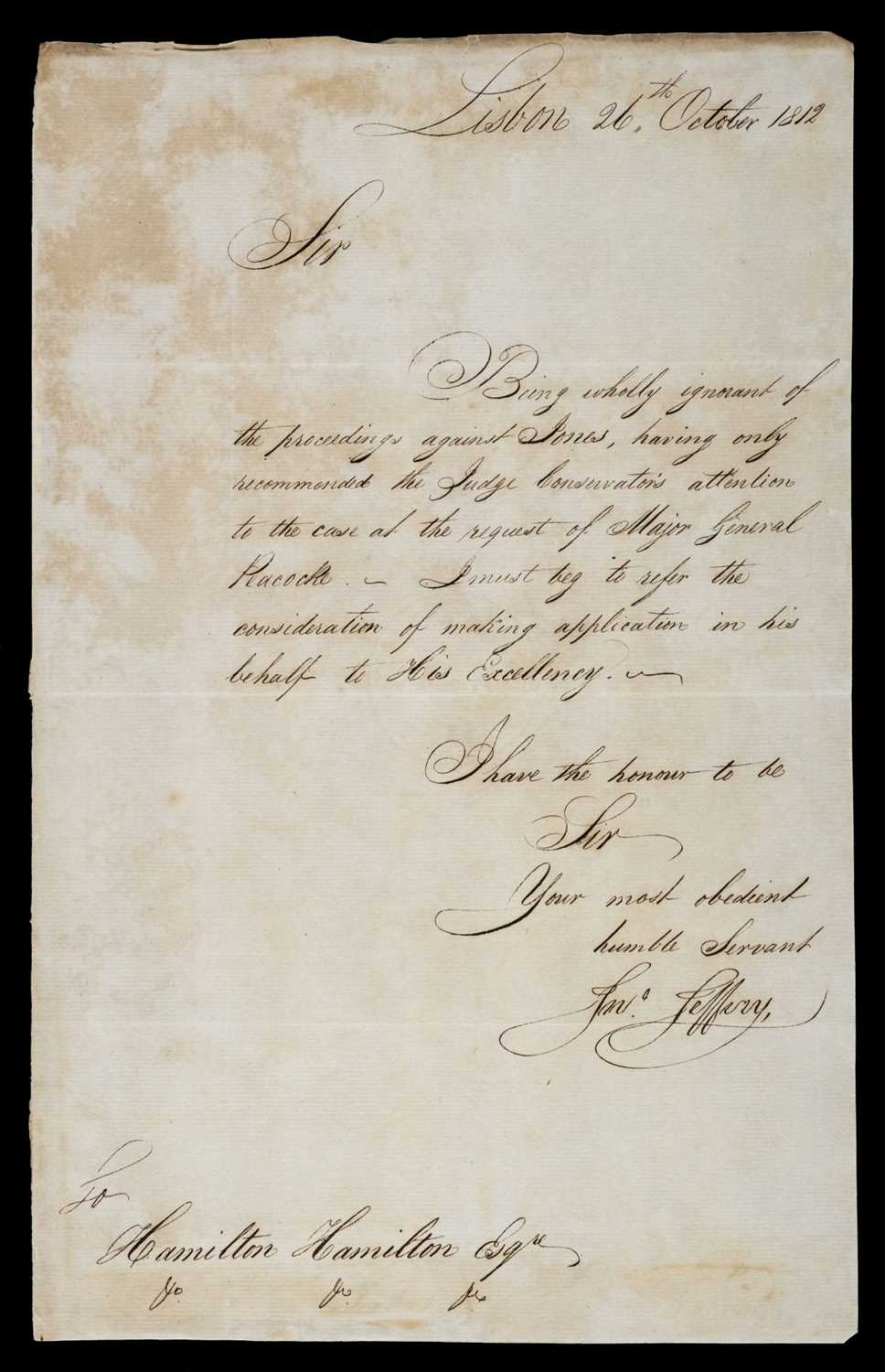 Lot 730 - Peninsular War. Three autograph letters to