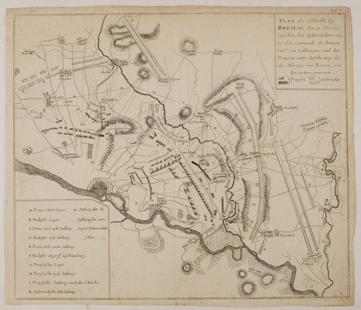 Lot 92 - Battle of Breslau. Five engraved battle plans,
