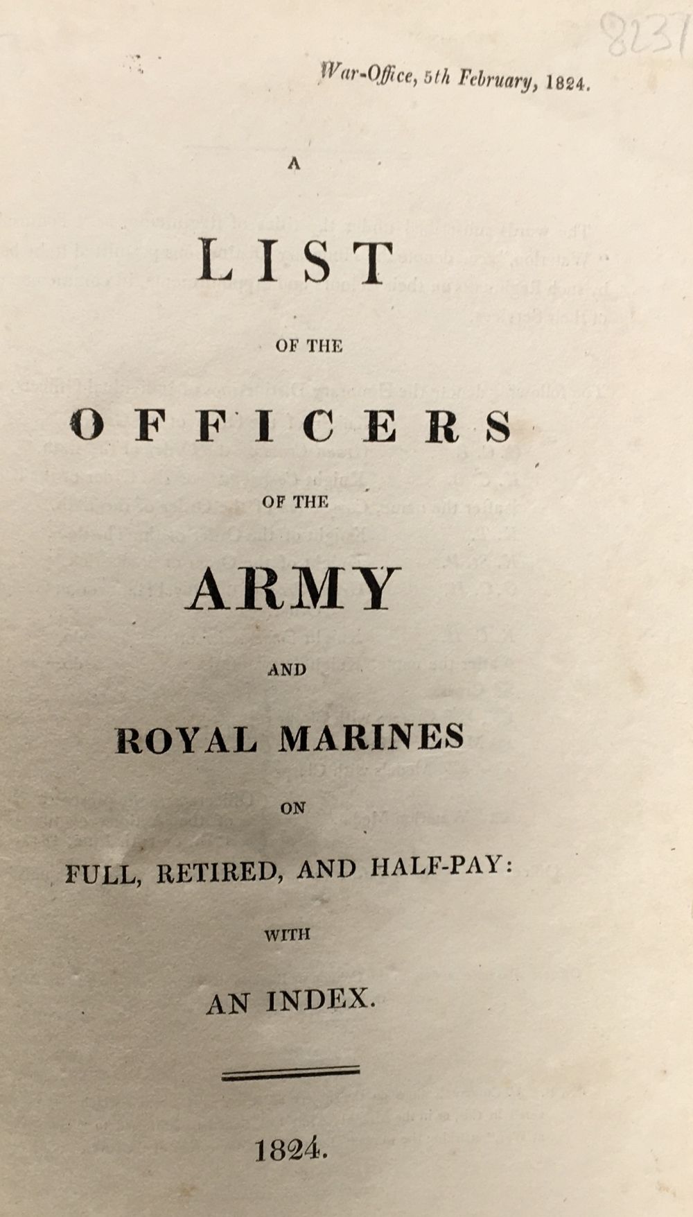 Lot 770 - Army Lists. A List of the Officers of the