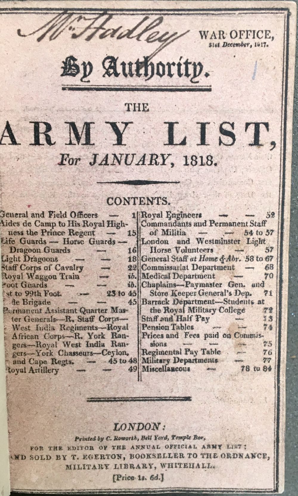 Lot 769 - Army Lists. The Army List, for January
