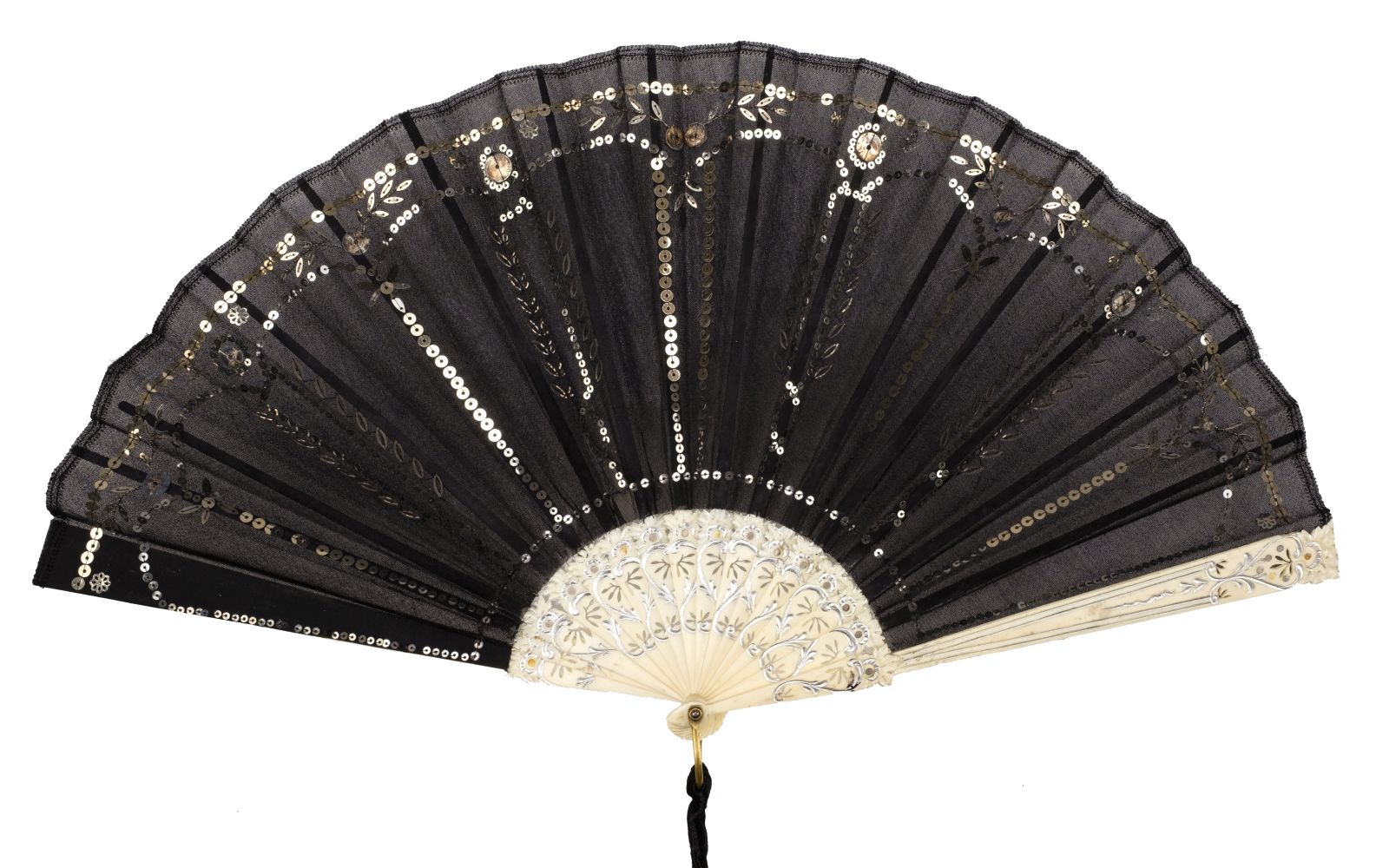Lot 273 - Fan. An Edwardian spangled fan, Duvelleroy,