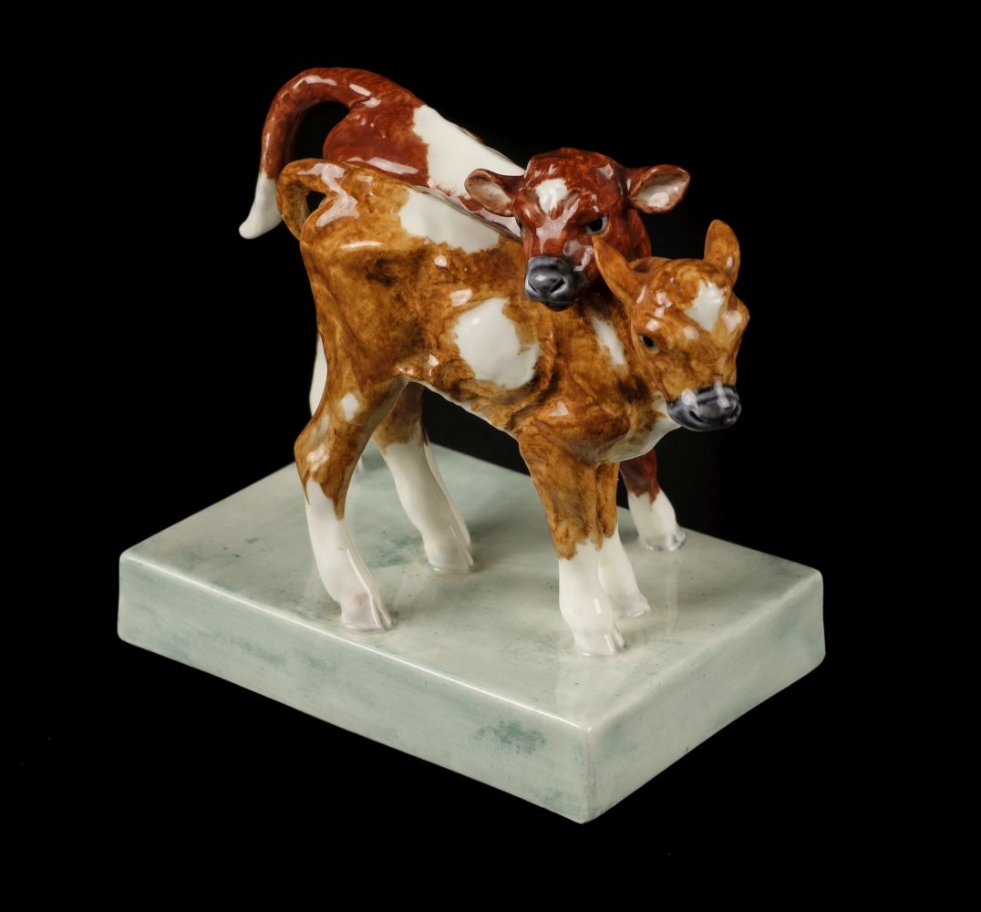 Lot 314 - Royal Worcester. "Calves" modelled by Doris