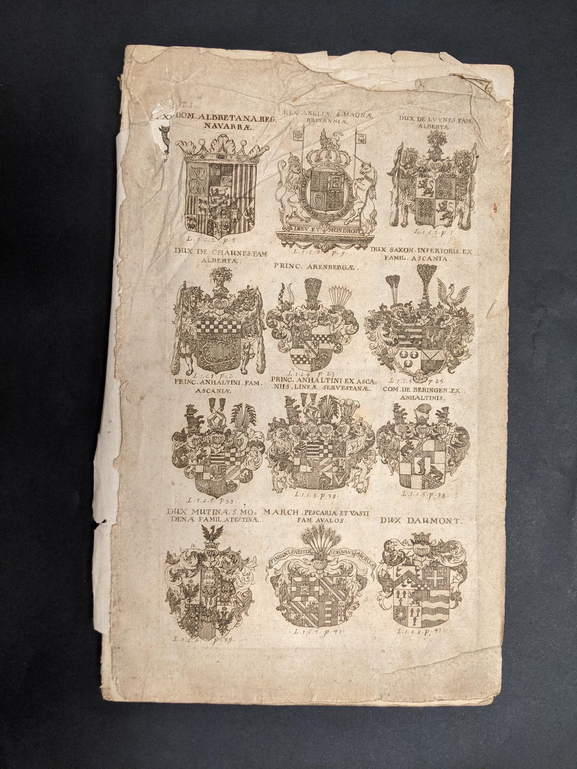 Prints Genuine 1700's Heraldry Engraving Lord Teynham Accurately Hand ...