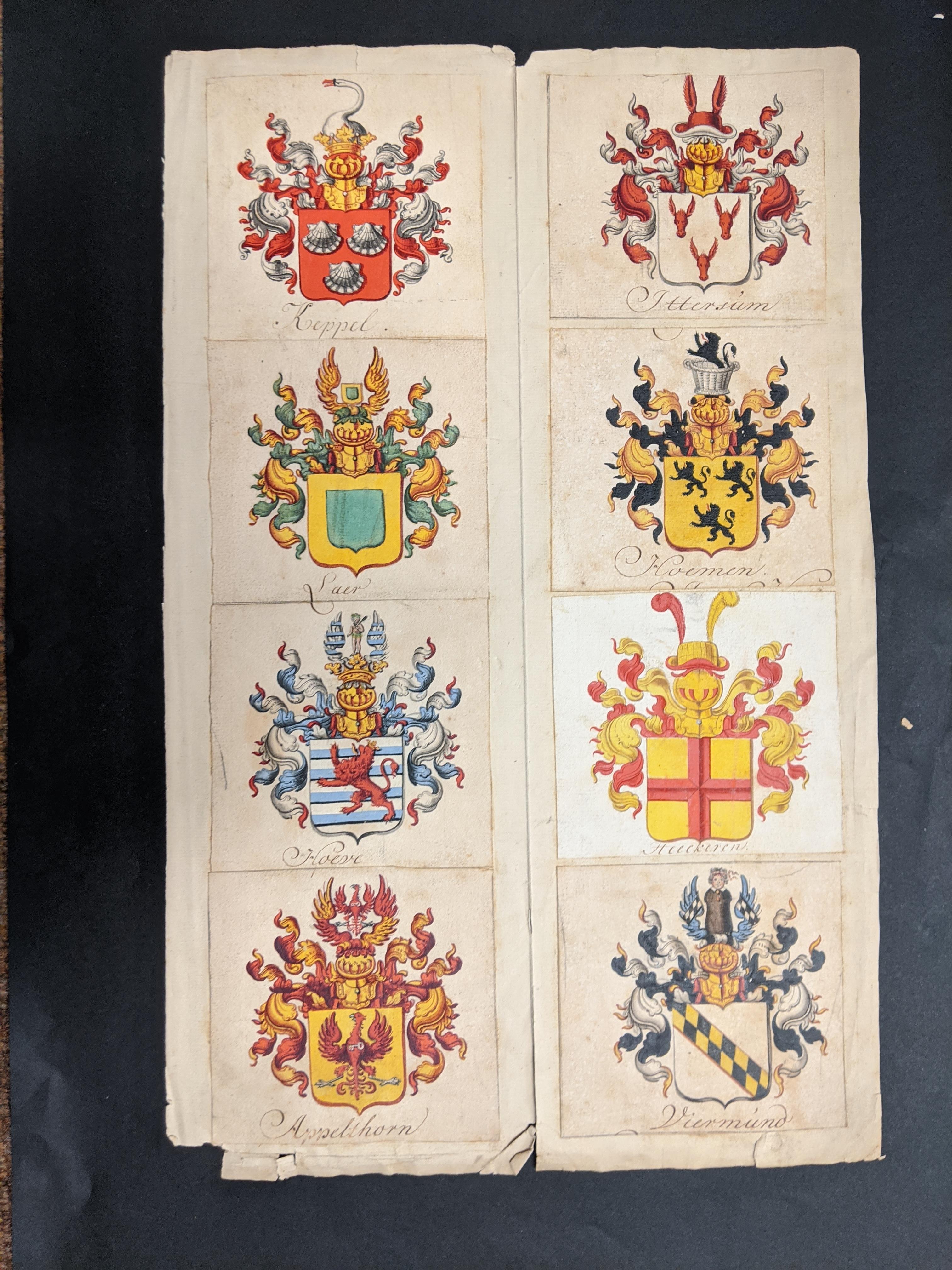 Lot 515 - Heraldry. A collection of fine handpainted