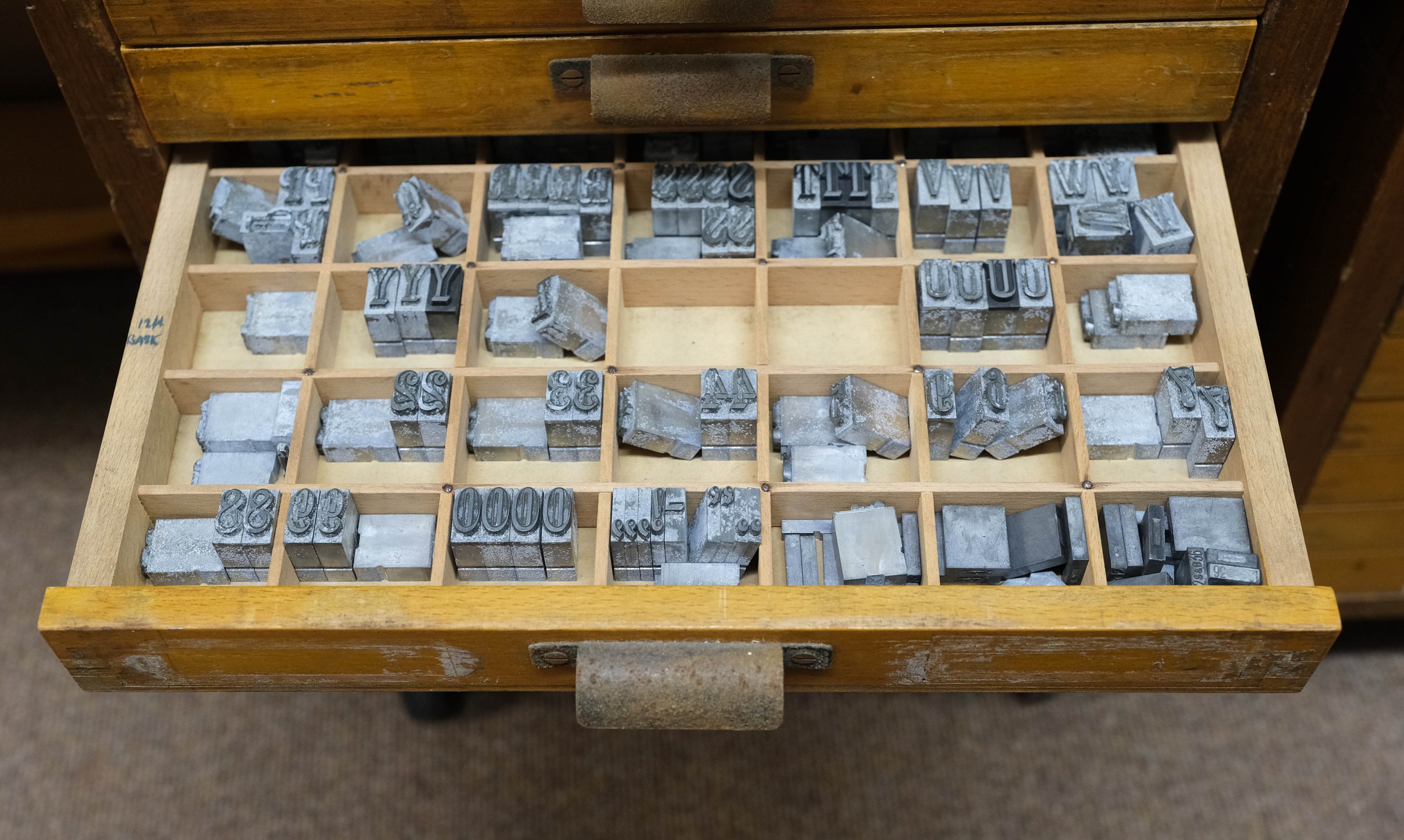 Lot 568 - Type cabinets. A pair of 12 drawer type