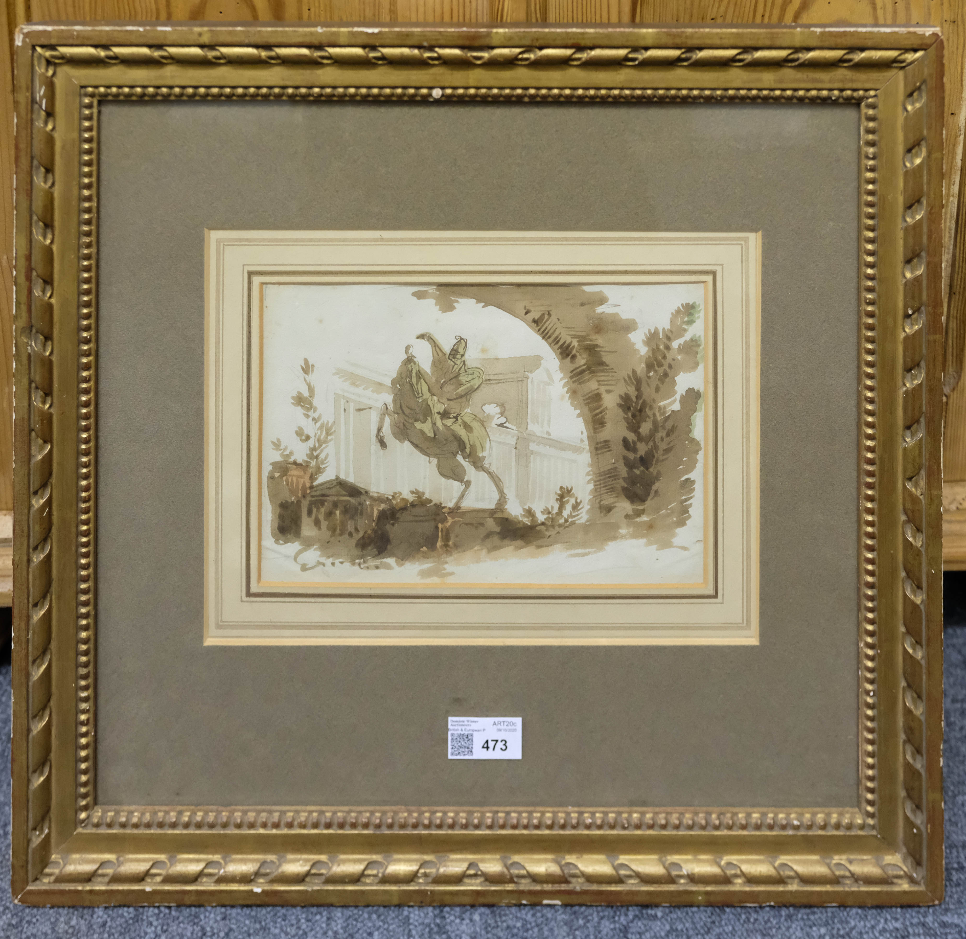 Lot 473 - Italian School. Drawing of an equestrian