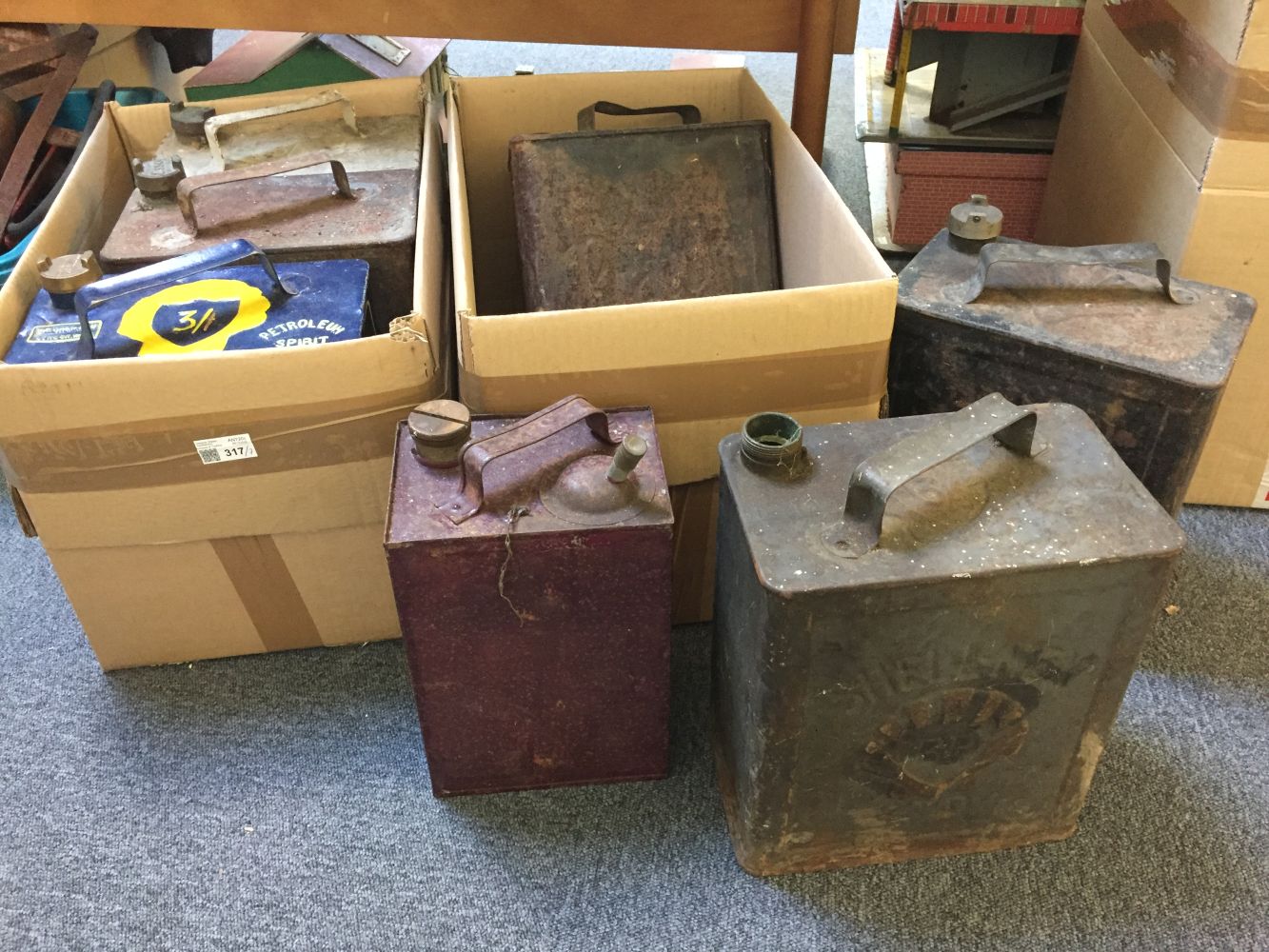 Lot 317 - Petrol Cans. A collection of vintage petrol