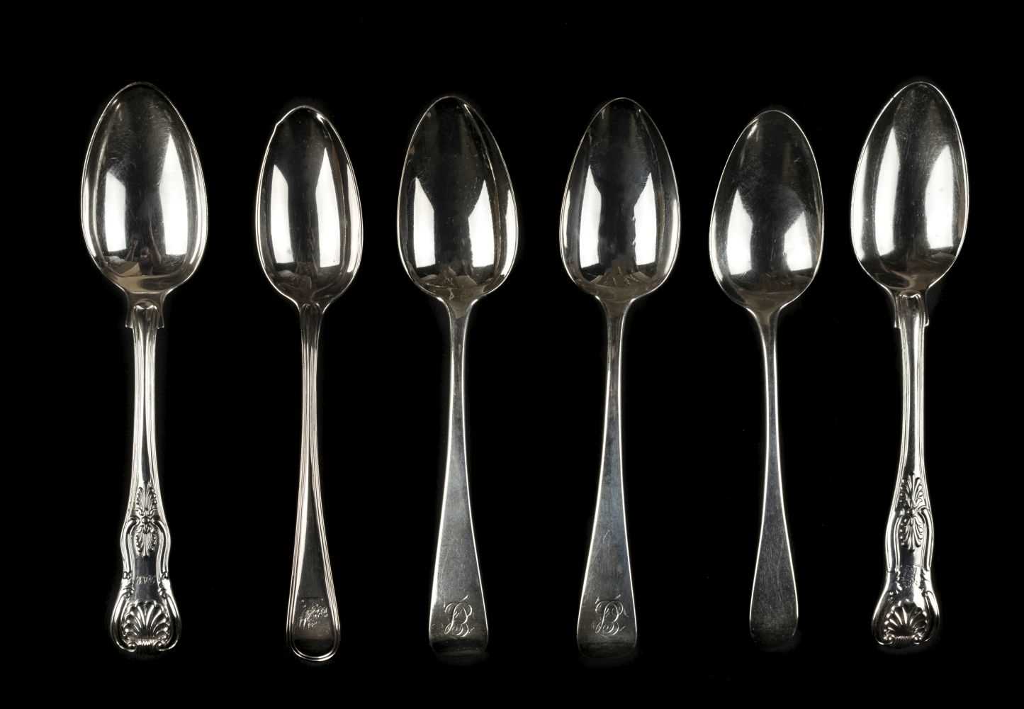 Lot 135 - Spoons. A collection of silver dessert