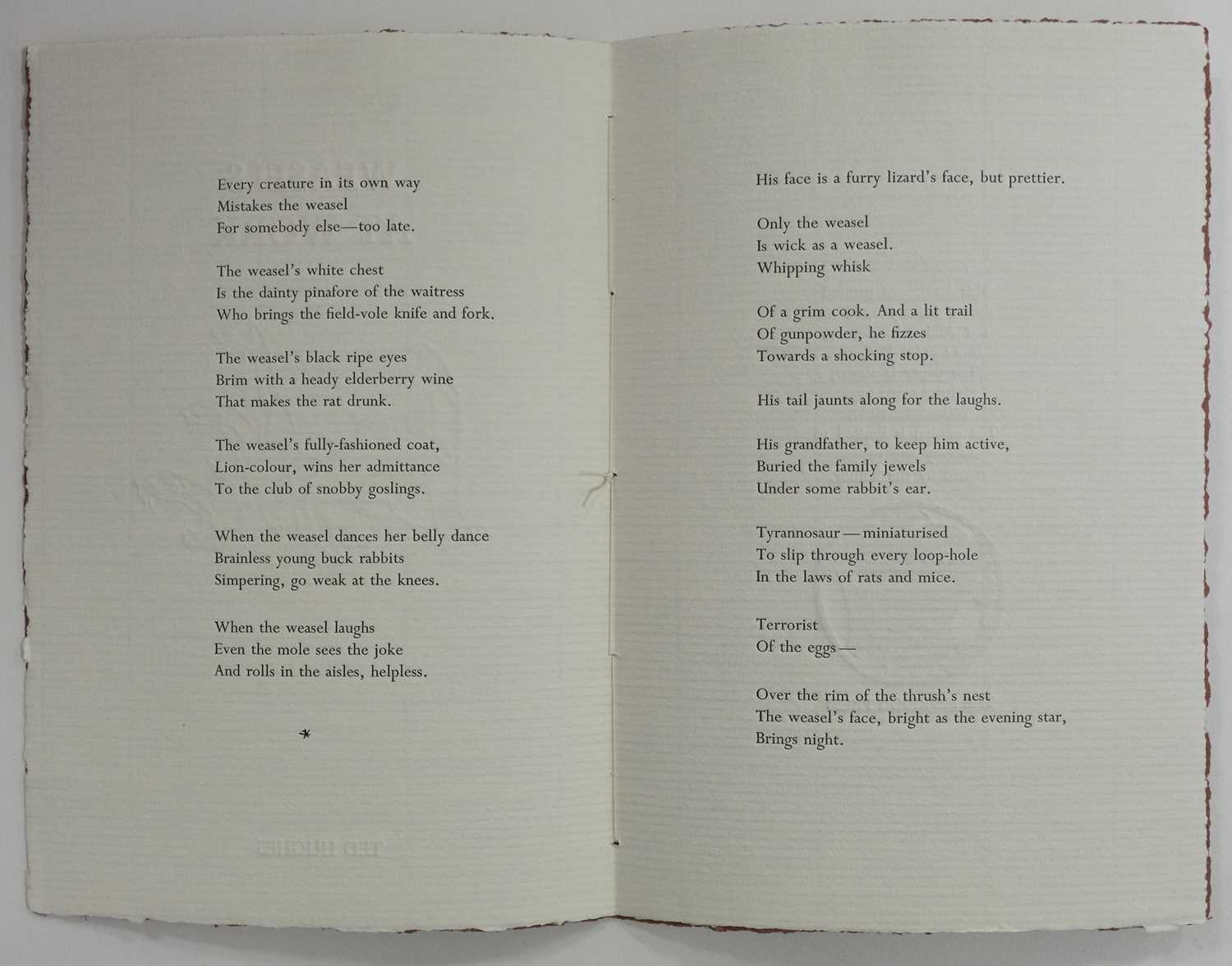 Lot 760 - Hughes (Ted). Wolf-Watching, 1982; Weasels