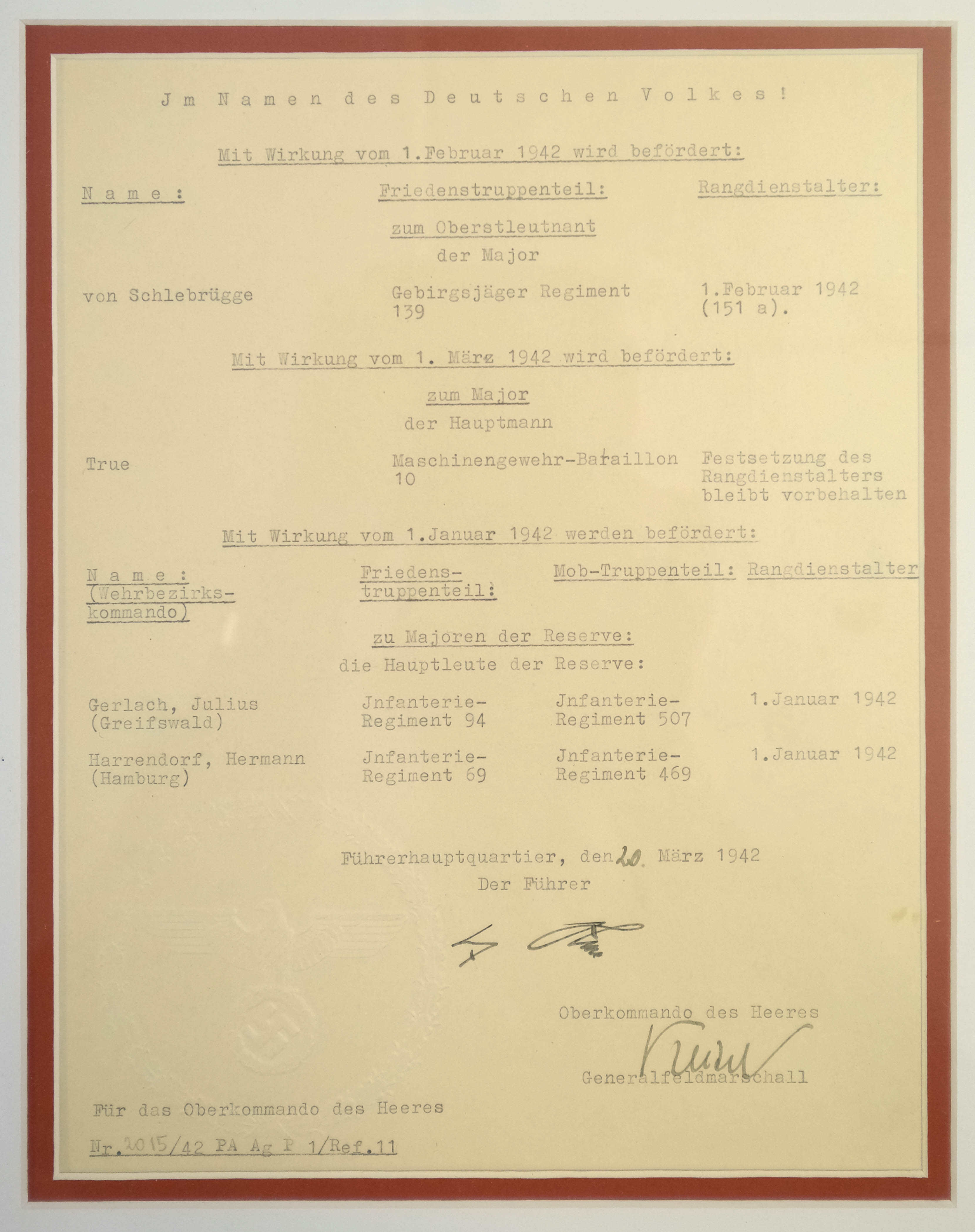 Lot 408 - Hitler (Adolf, 1889-1945). Document Signed,