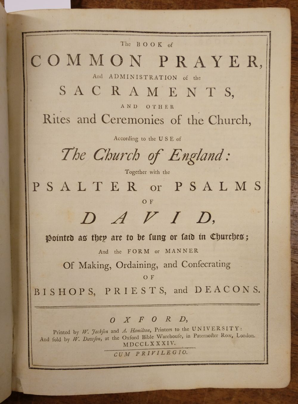 Lot 149 - Book of Common Prayer. Oxford, 1784,