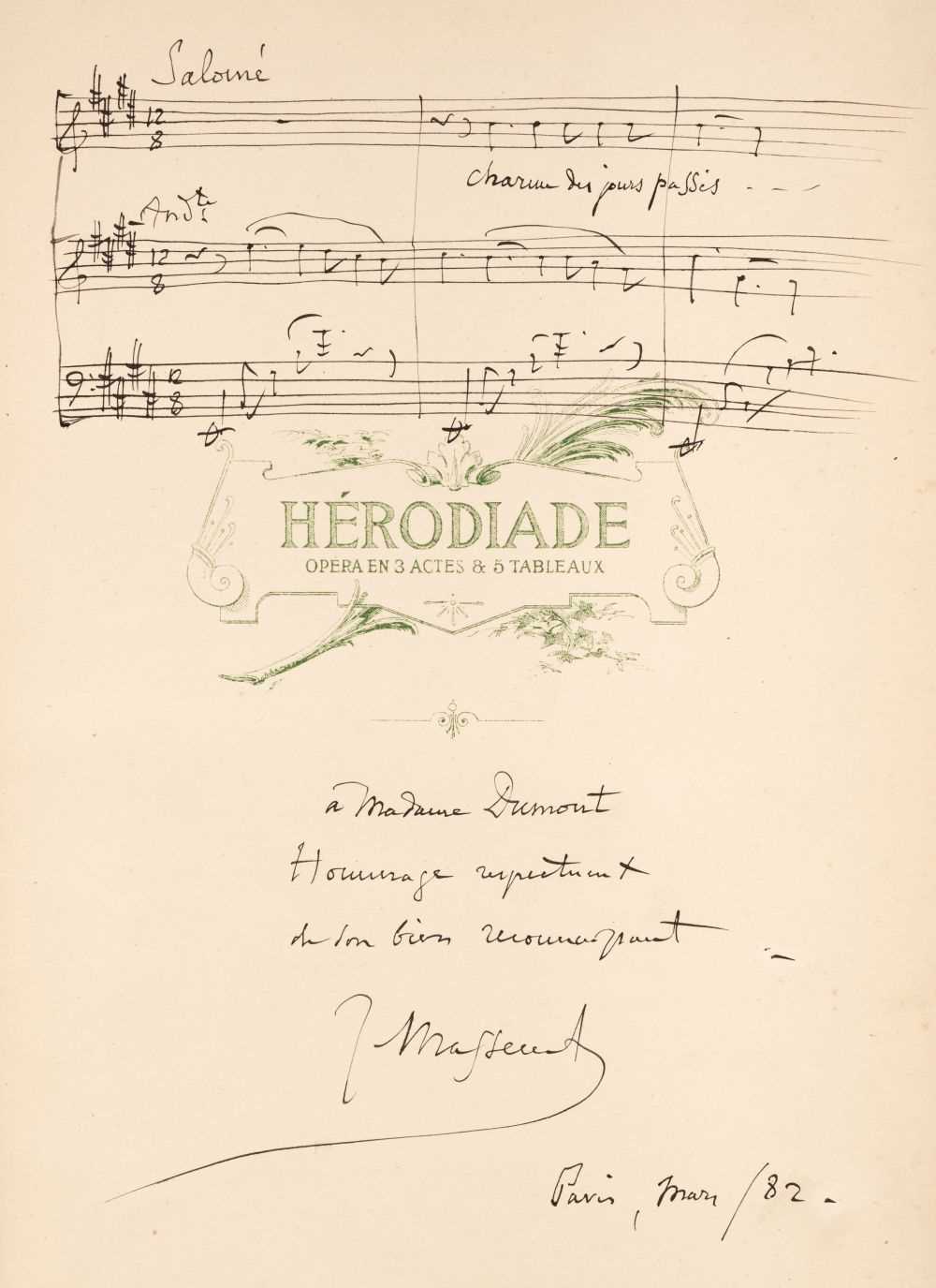 Lot 582 - Massenet (Jules, 1842-1912). Herodiade.