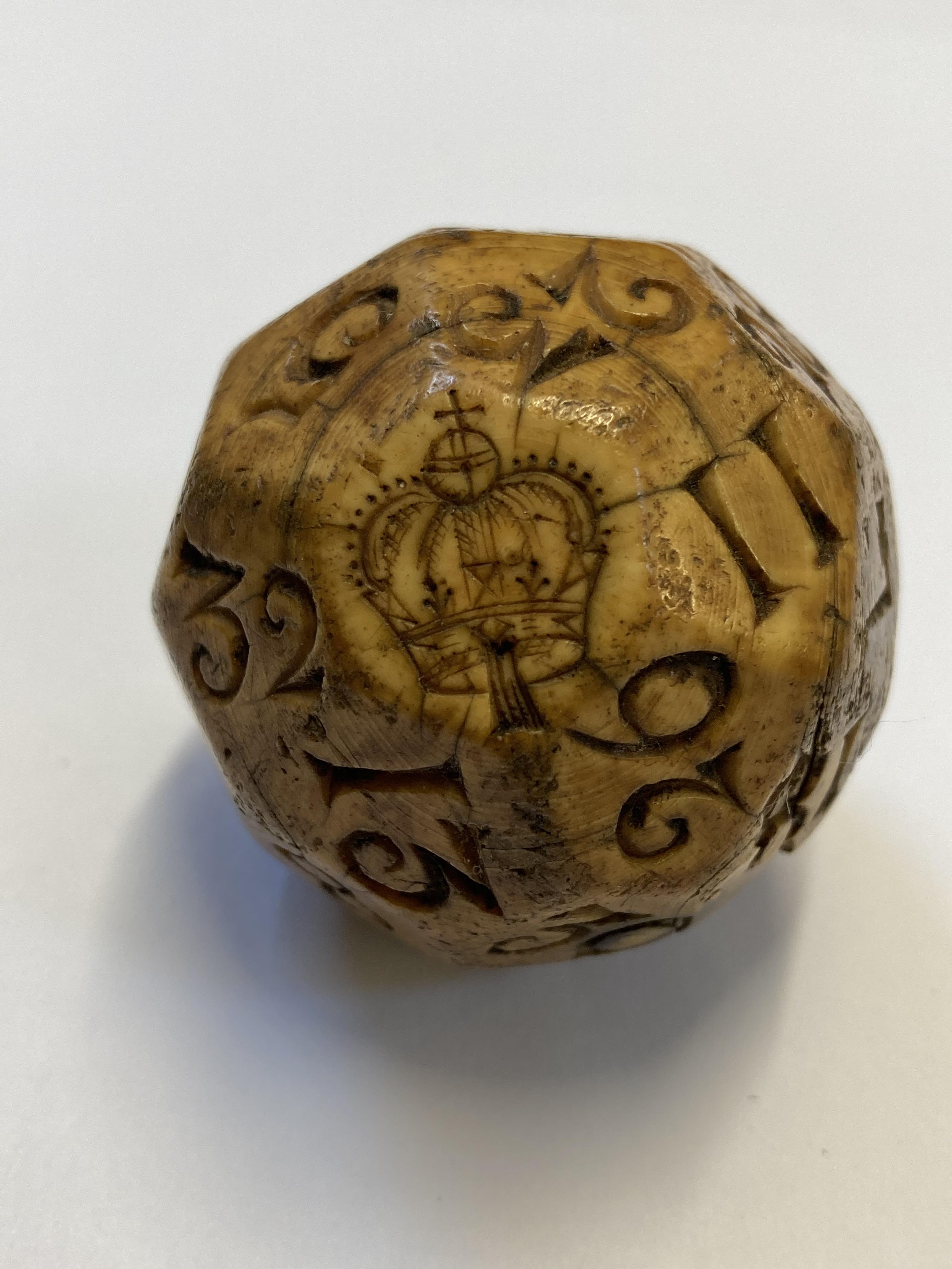Lot 116 - Gambling ball. A rare 17th century ivory