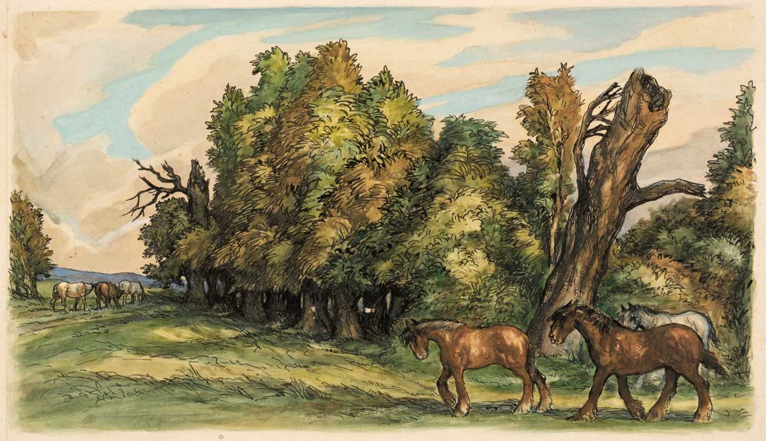 Lot 645 - Lock (Anton, 1893-1970). Horses in a summer