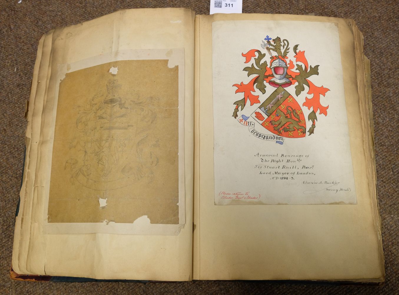 Lot 311 - Heraldry scrapbook. Heraldic artist
