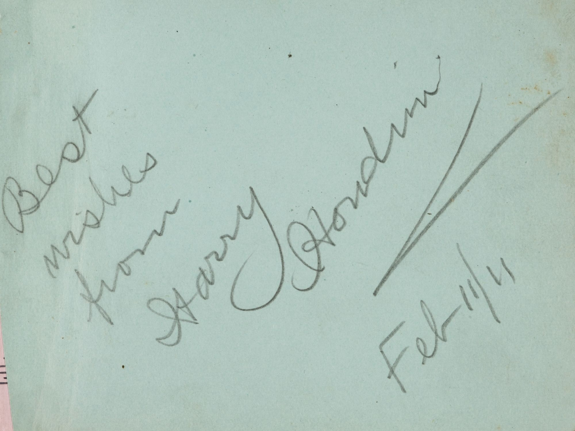 Lot 312 - Houdini (Harry, 1874-1926). Autograph