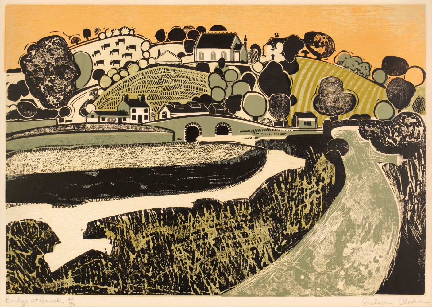 Lot 552 - Clarke (Graham, 1941-). Bridge at Gweek,