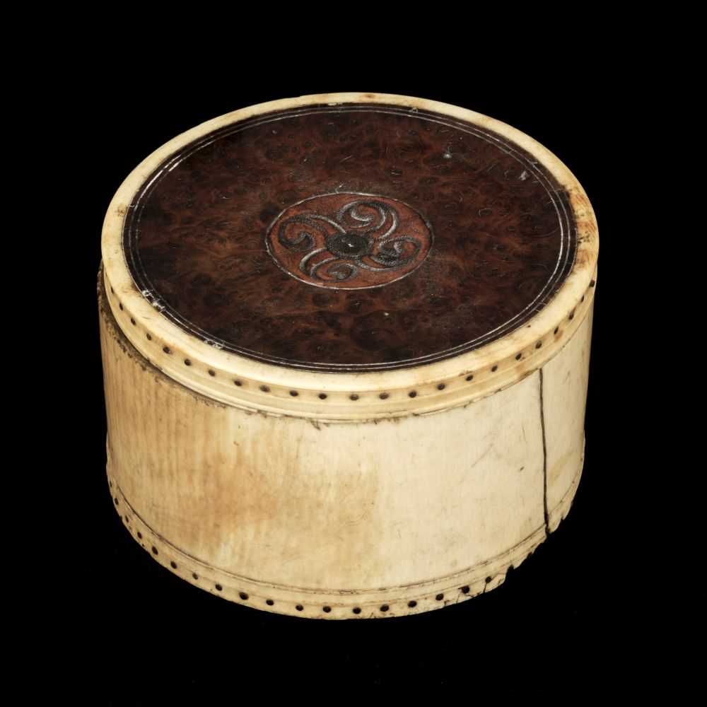 Lot 126 - Pyx. Ivory and wood box, probably 16th
